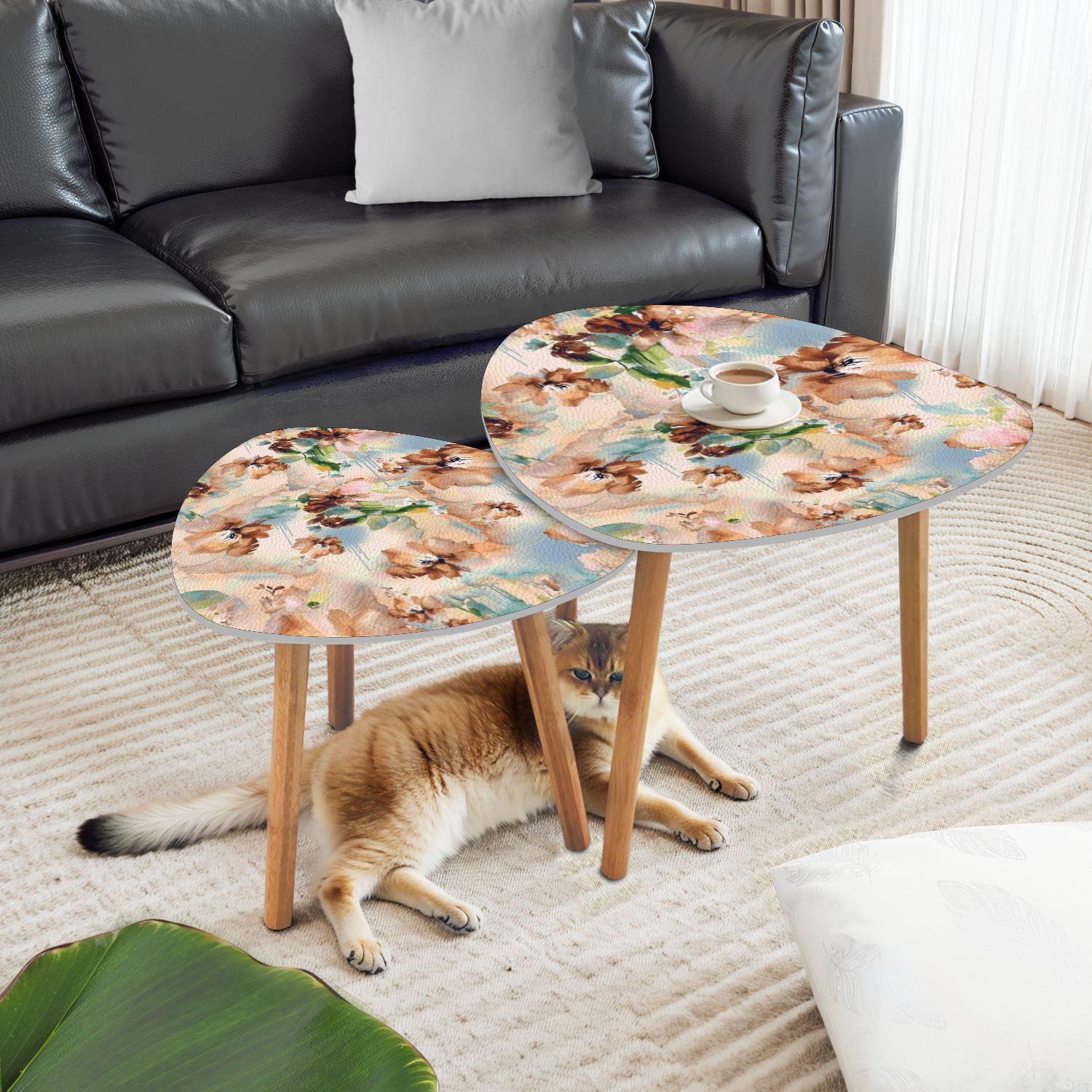 George Oliver Triangle Nesting Coffee Table Set of 2 Blooming spring ...
