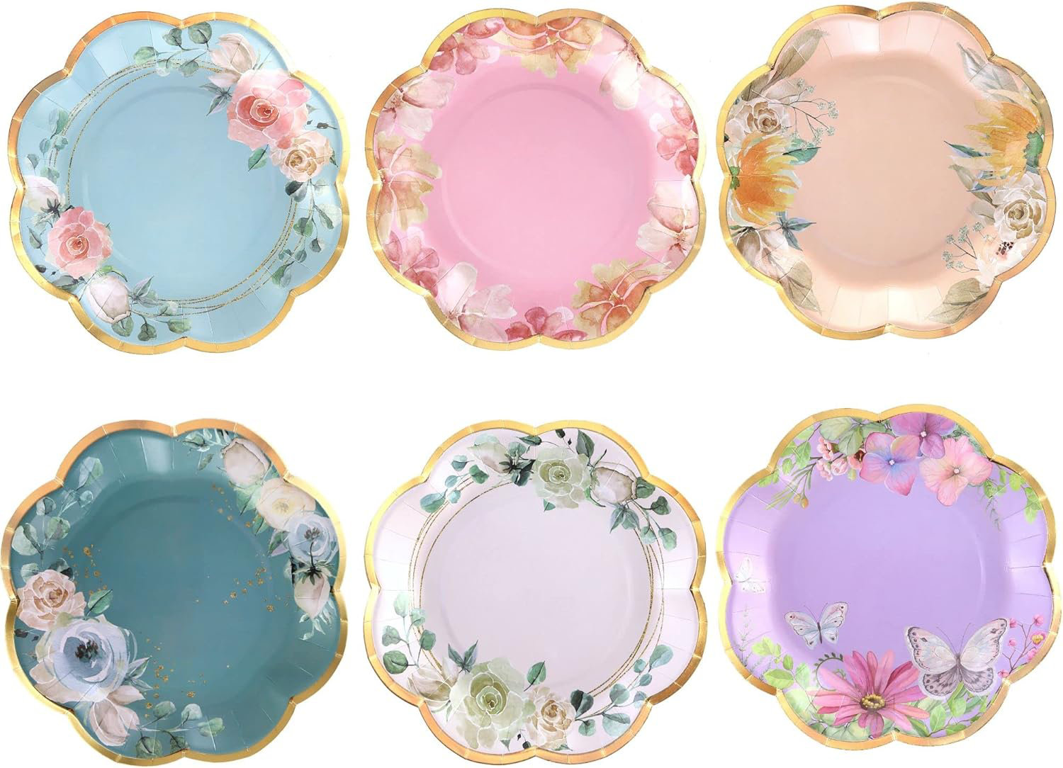 House of Hampton® 48 PK - 9 Inch Flower Party Plates Floral Disposable ...