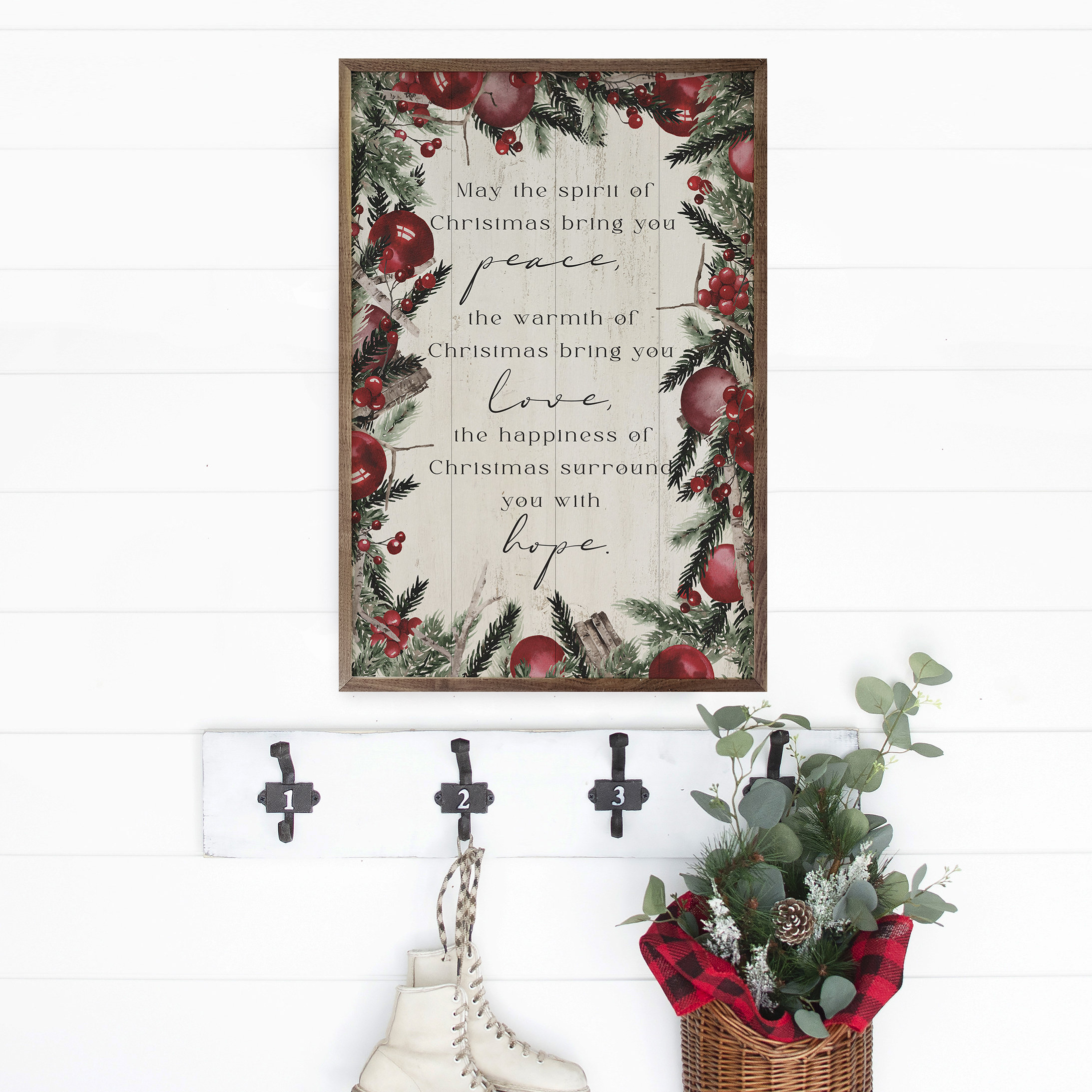 The Holiday Aisle® May The Spirit Of Christmas Greenery Whitewash | Wayfair