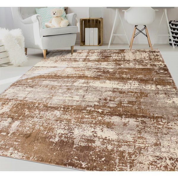 17 Stories Kelson Abstract Brown Area Rug & Reviews | Wayfair