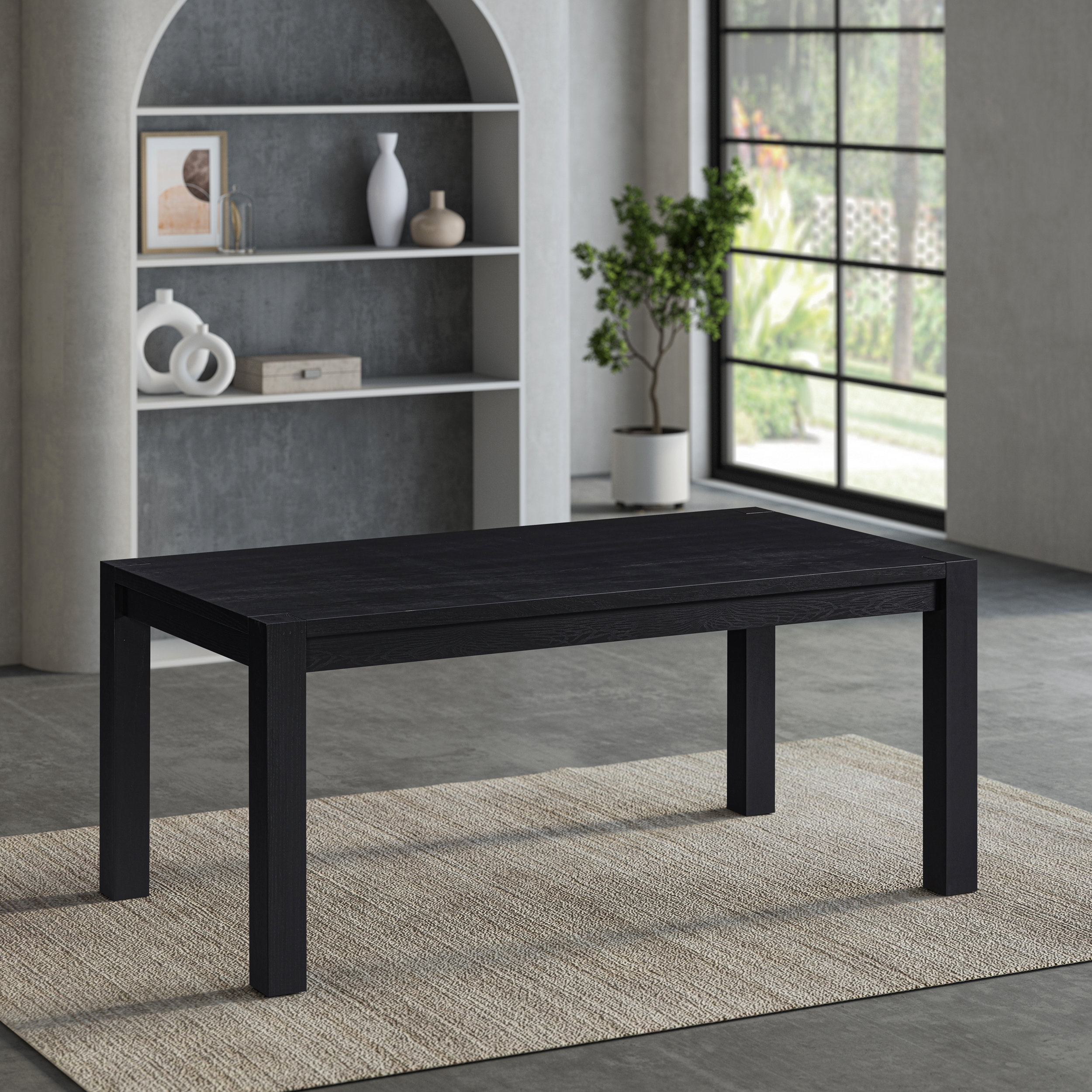 NTC Block Modern Farmhouse Dining Table, Rectangular Dinner Table for ...