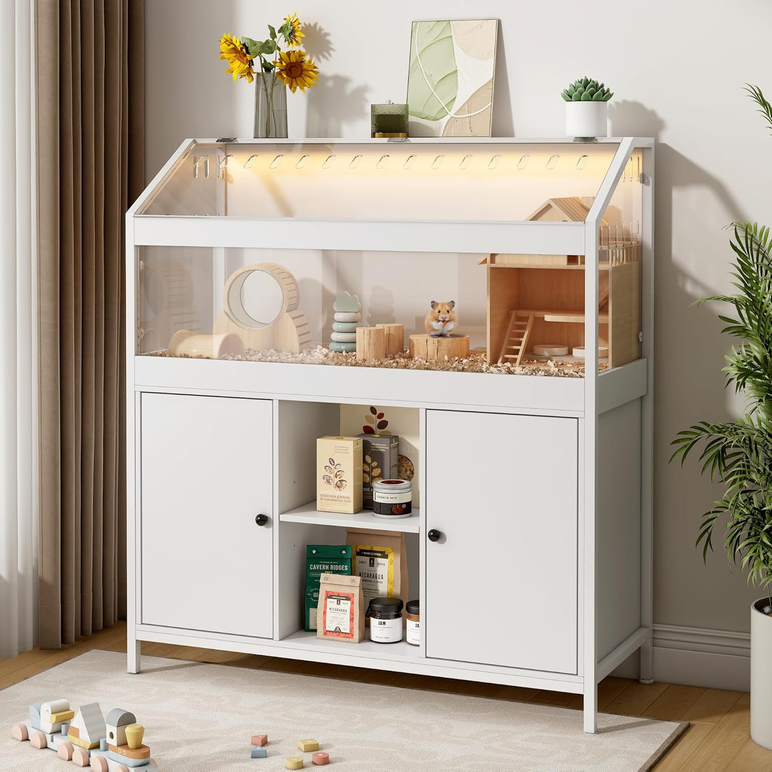 Ivy Bronx Grande cage à hamster avec armoire de rangement, cages à ...