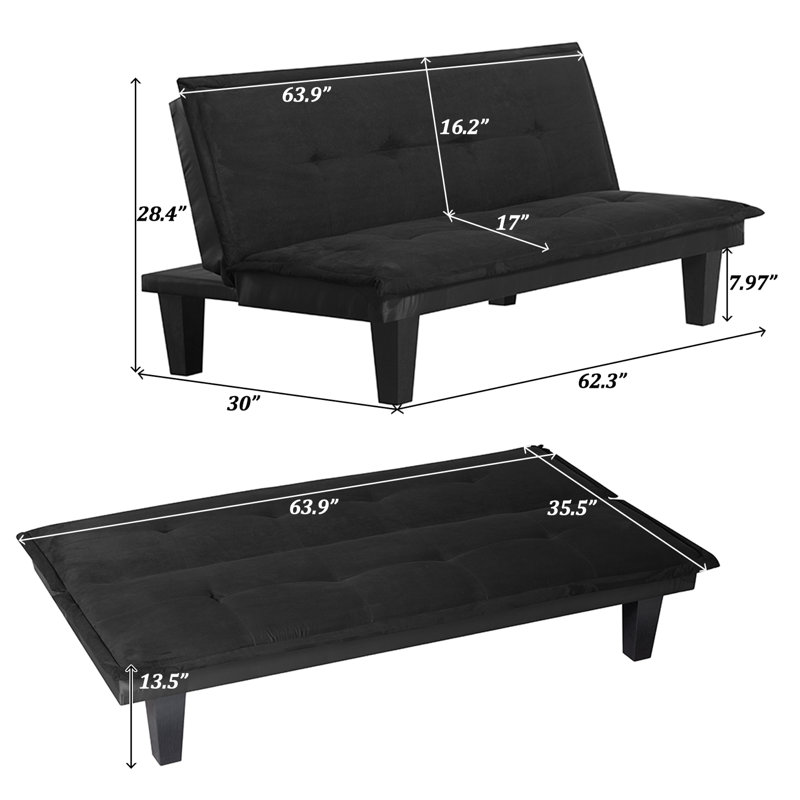 Winston Porter Futon Sofa Bed Upholstered Sofa Couch Armless Twin Futon ...