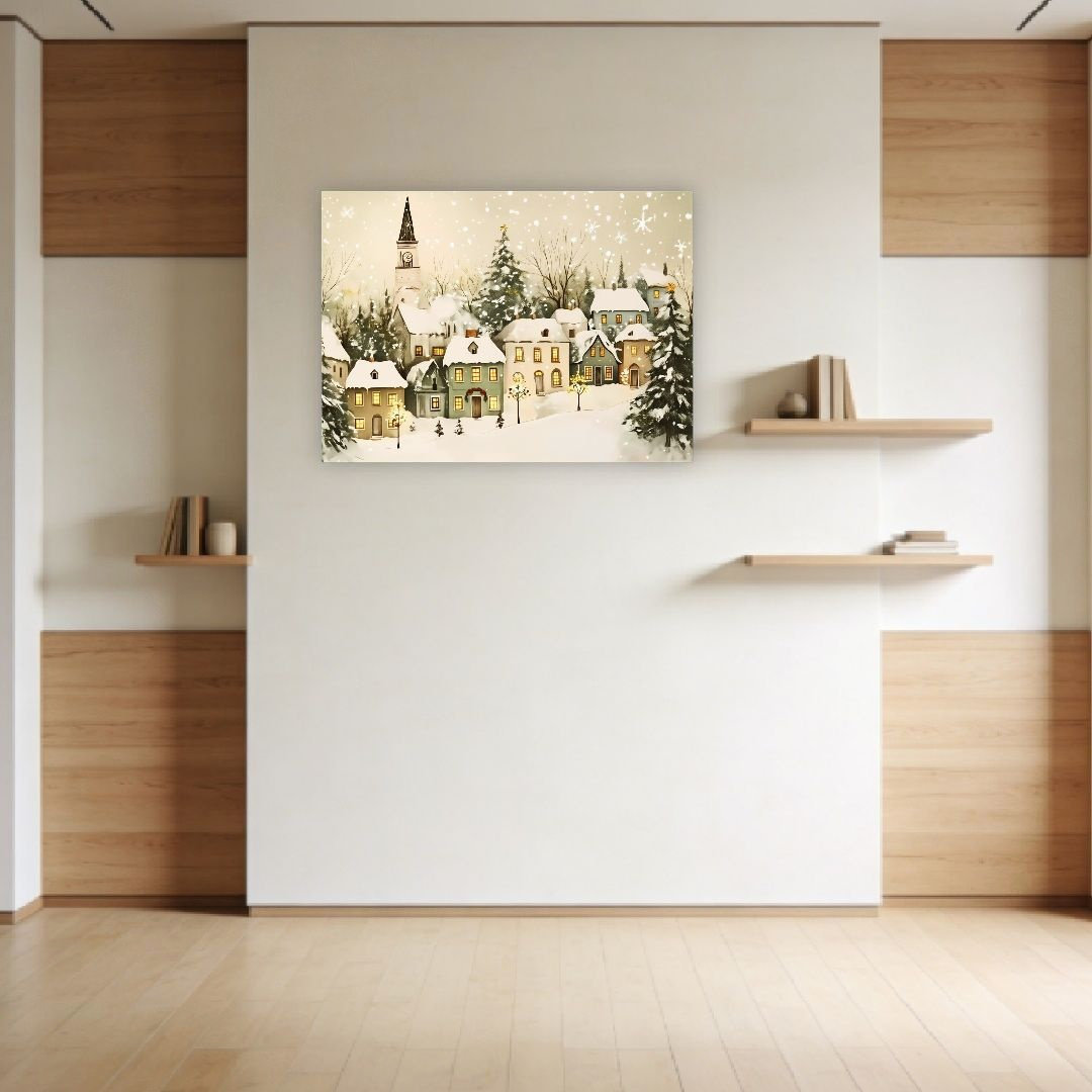 Ophelia & Co. Snowy Winter Town Aesthetic Theme, Unframed Wall Art, 24 ...