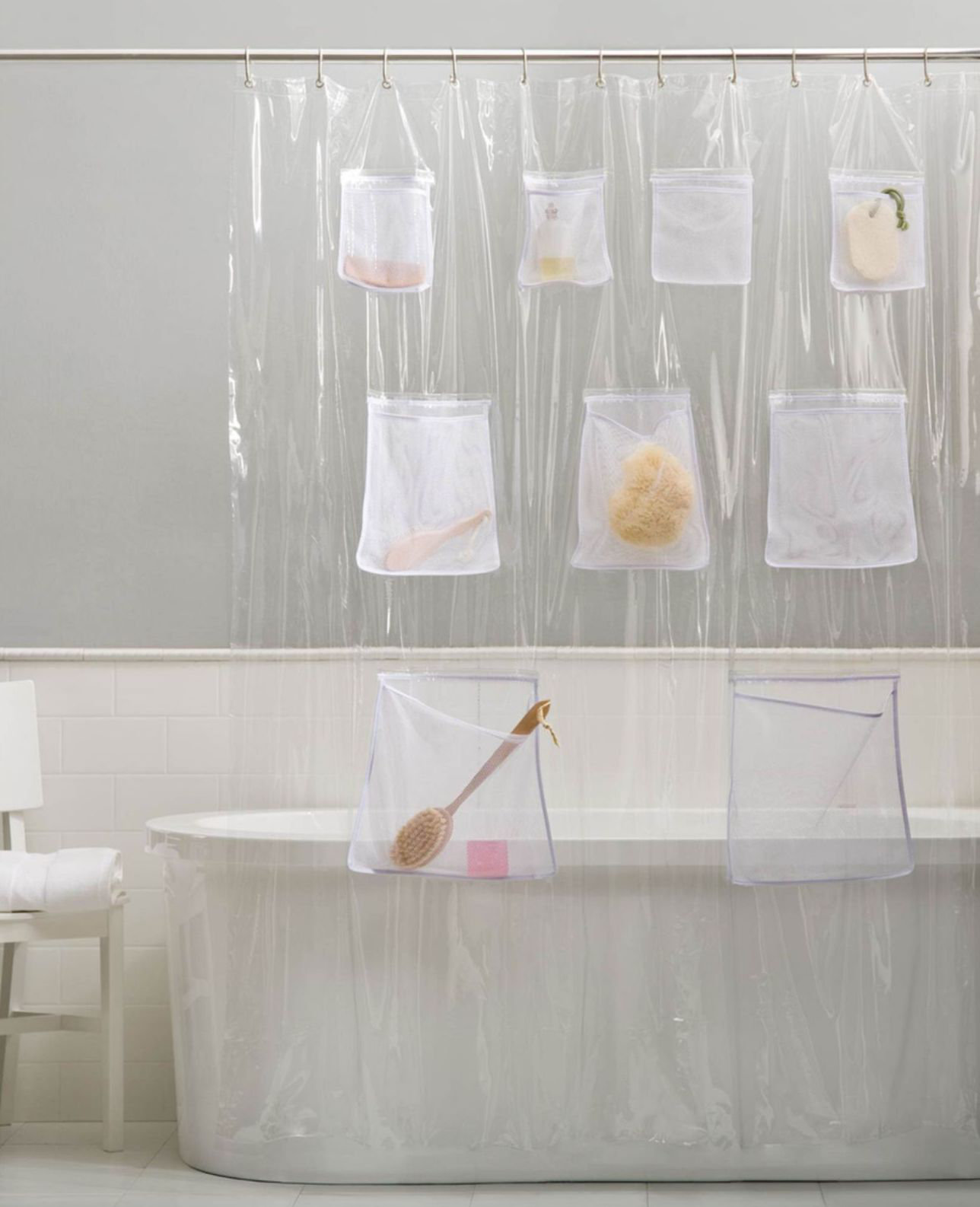 Symple Stuff Pockets Vinyl Single Shower Curtain & Reviews | Wayfair