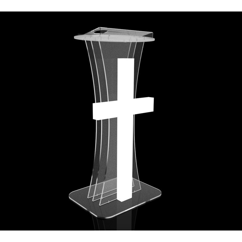 FixtureDisplays Clear Acrylic Lucite Podium Pulpit Lectern w/ white ...