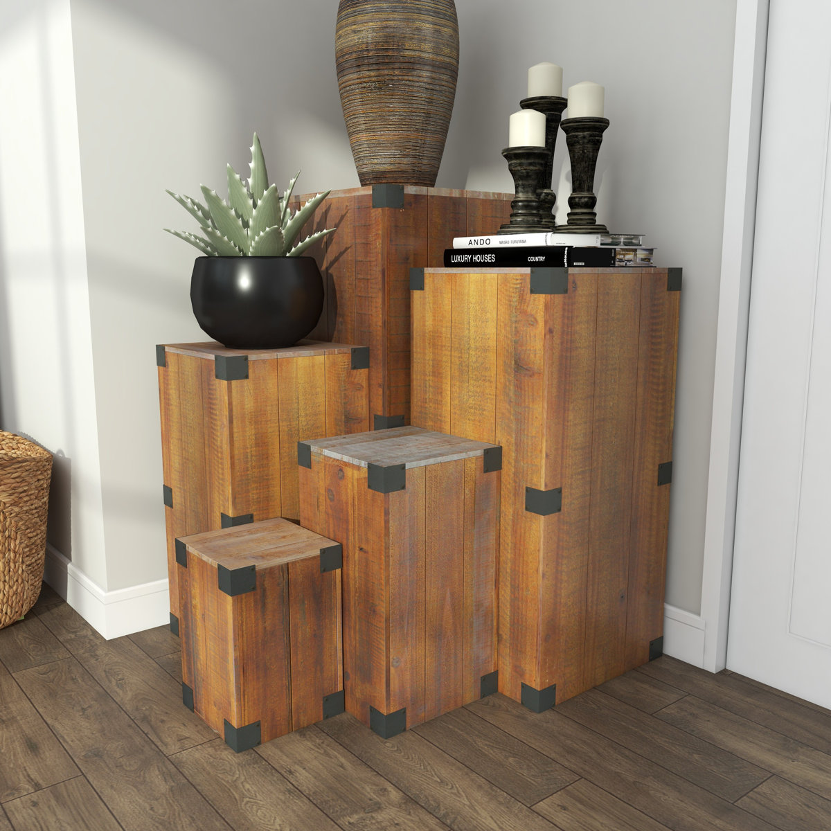 Gracie Oaks Harland 5 Piece Pedestal Plant Stand Set & Reviews ...