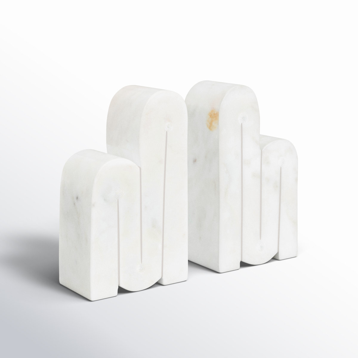 Joss & Main Set of 2 Marble Bookends Contemporary Abstract White Swirl ...