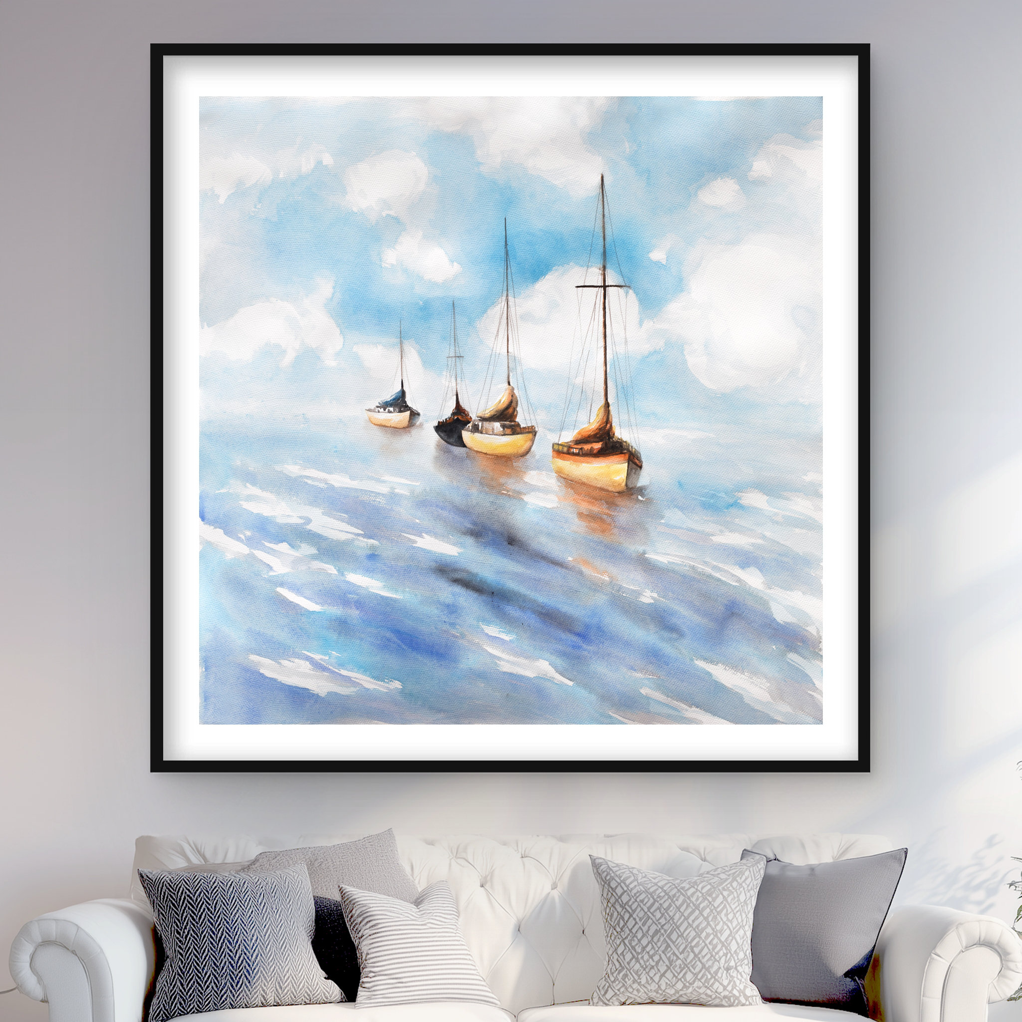 Lark Manor™ Sailboats in the Sea - Boat Scenic Framed Matted Print ...