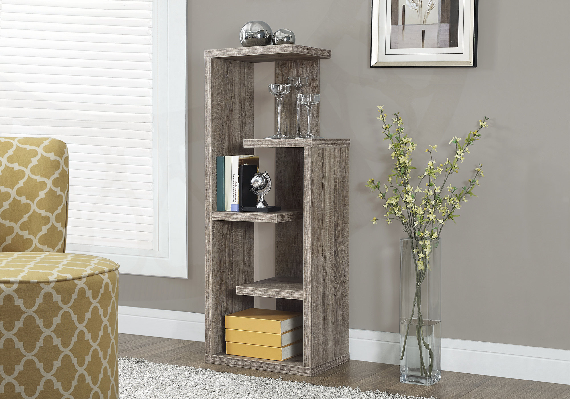 Latitude Run® Modern 4-Tier Bookshelf with Bold Edges and Clean Lines ...