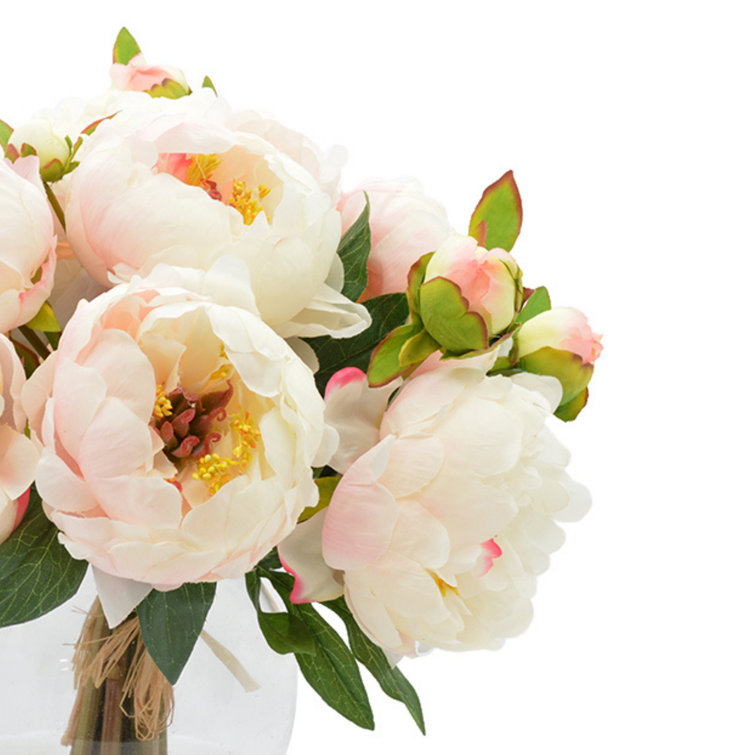 Creative Displays, Inc. Peony Bouquet In A Round Glass Vase | Perigold