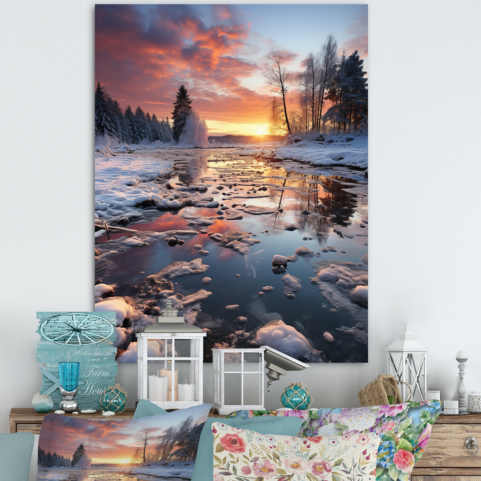 Millwood Pines Winter Sunset Snowfall II - Print on Canvas - Wayfair Canada