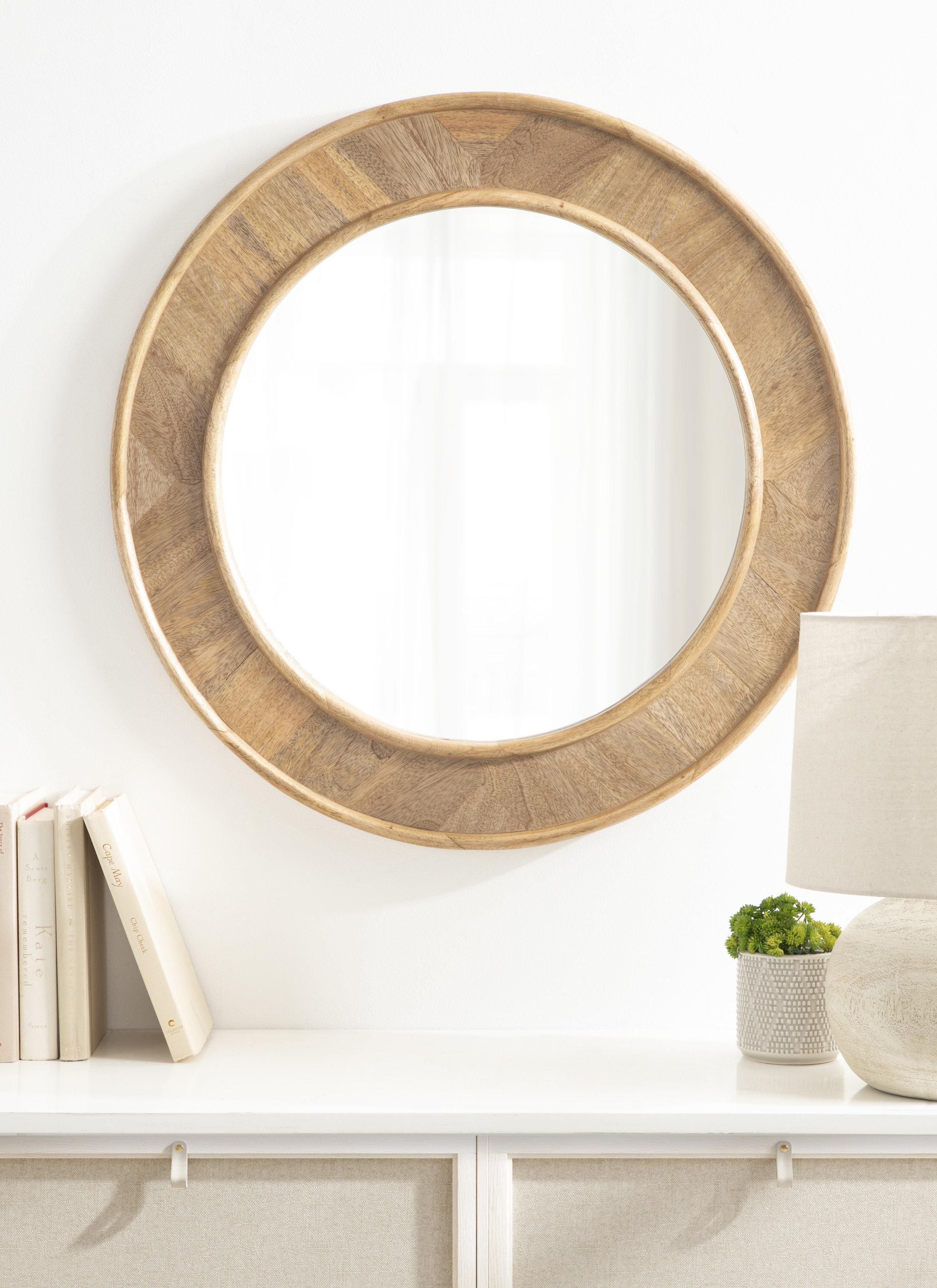 Gracie Oaks Eveliz Round Pieced Wood Wall Mirror | Wayfair