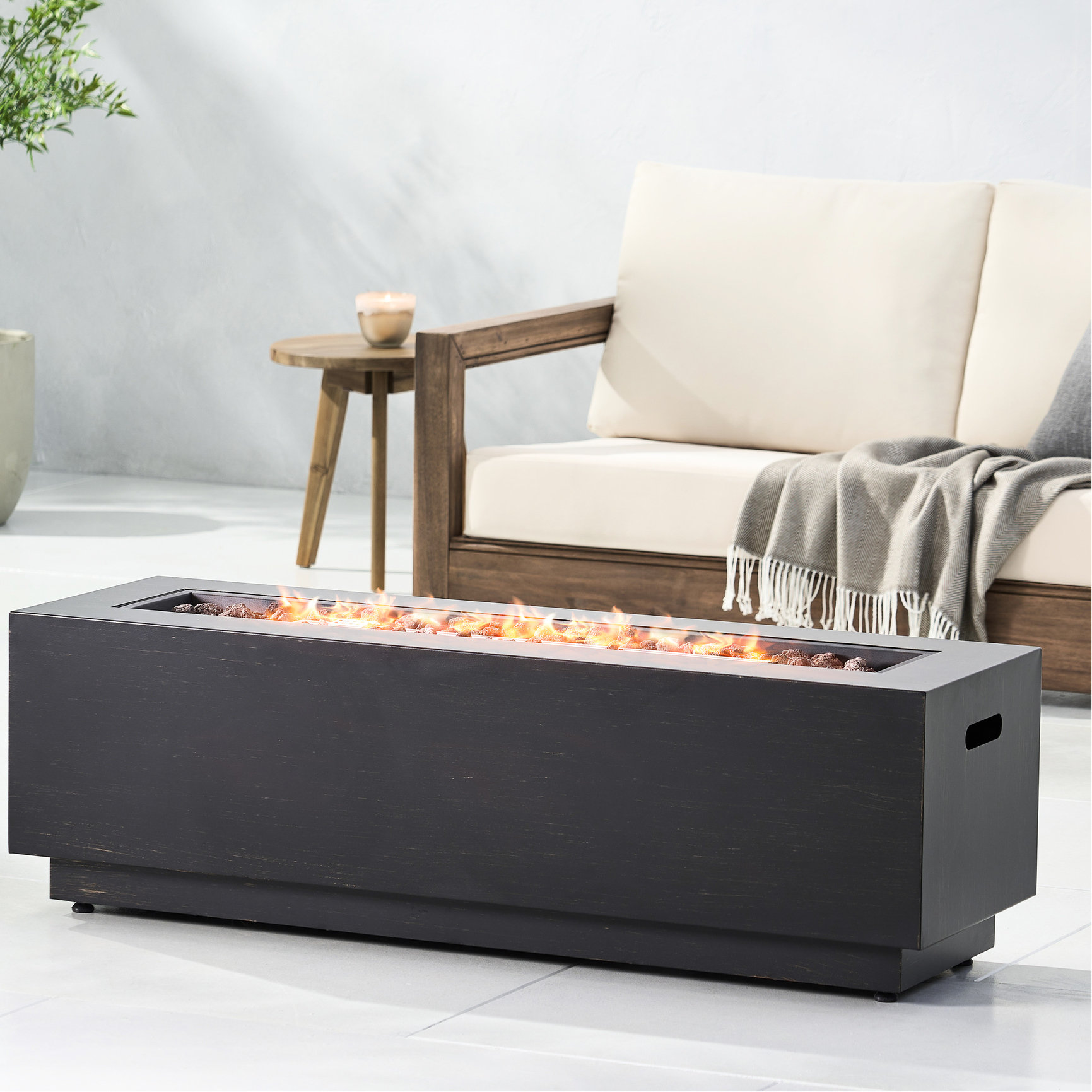 Latitude Run® Foyer rectangulaire rectangulaire en fer gris foncé 50 ...