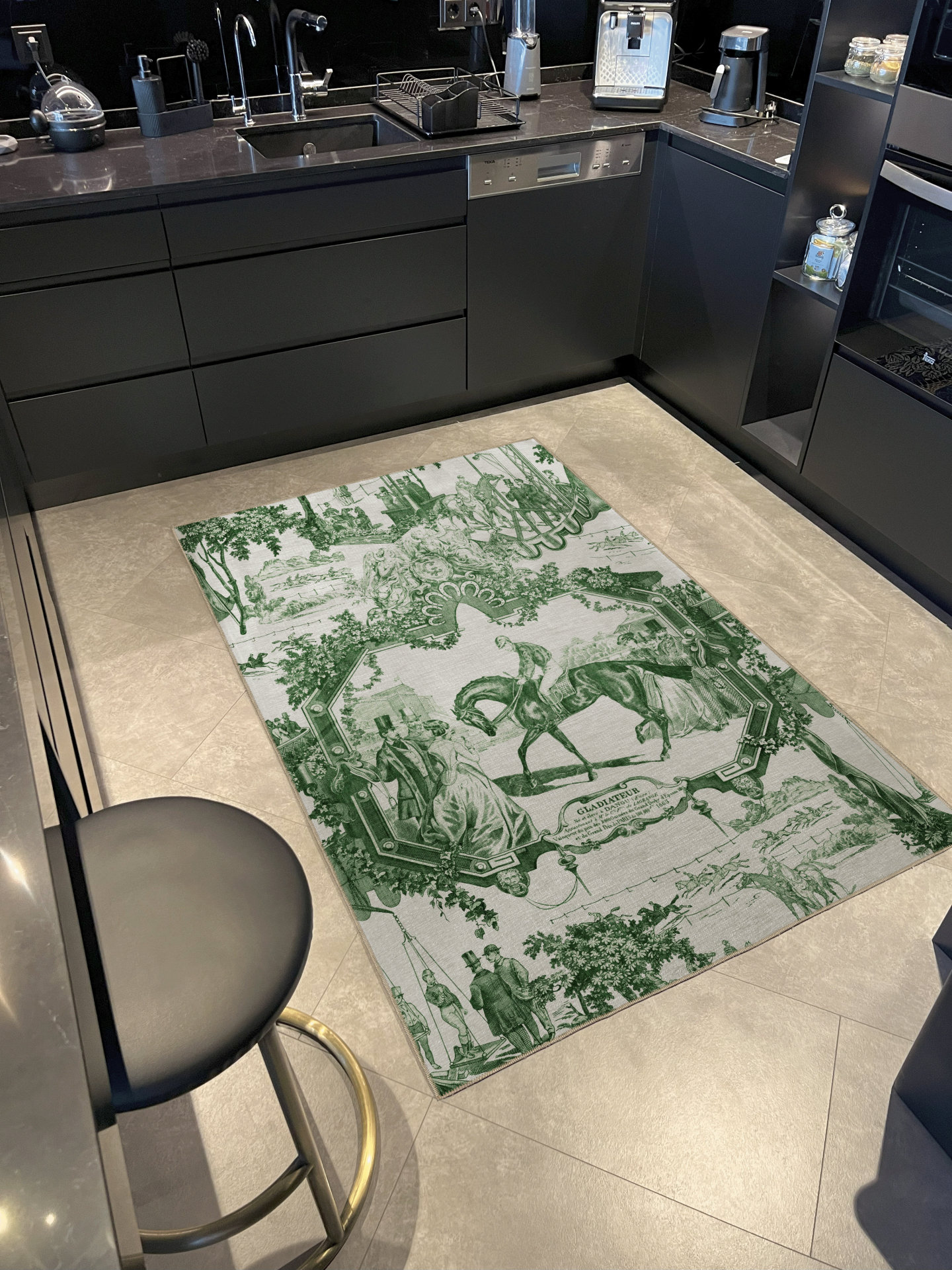 Canora Grey Green-Beige Themed Town Design Human and Noble Horse ...