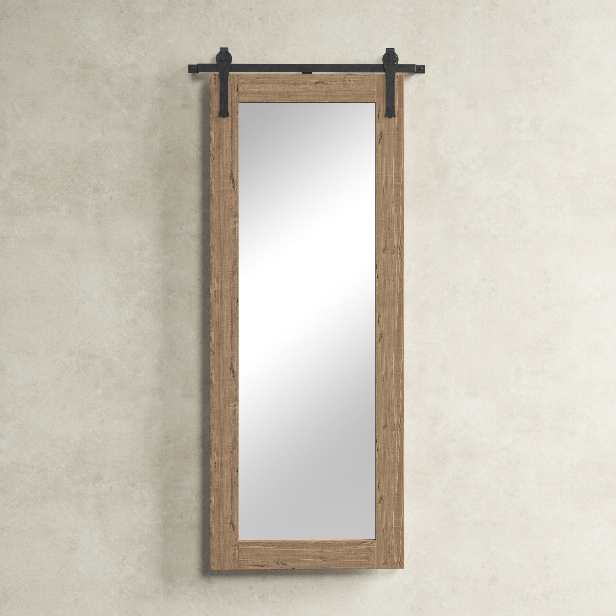 Birch Lane™ Wood Room Wall Mirror with Black Metal Hanging Rod ...