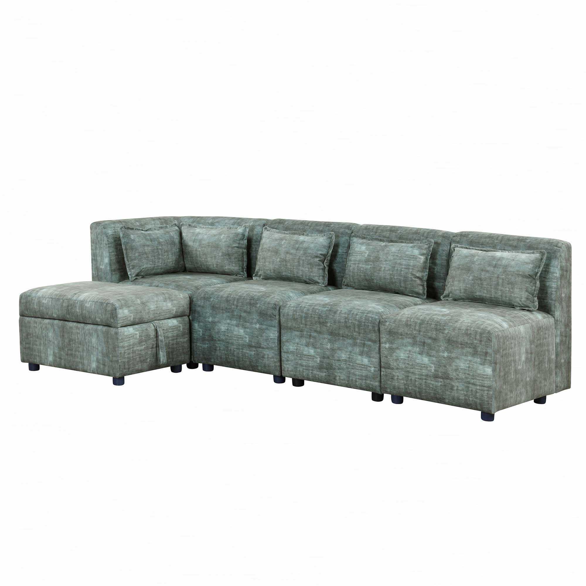 Ebern Designs Free-Combined Sectional Sofa 5-Seater Modular Couches ...
