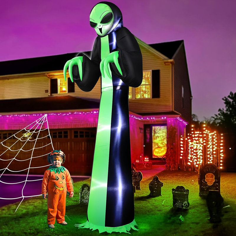 The Holiday Aisle® Jamesdaniel Scary Ghost Eat Pumpkin Inflatable | Wayfair
