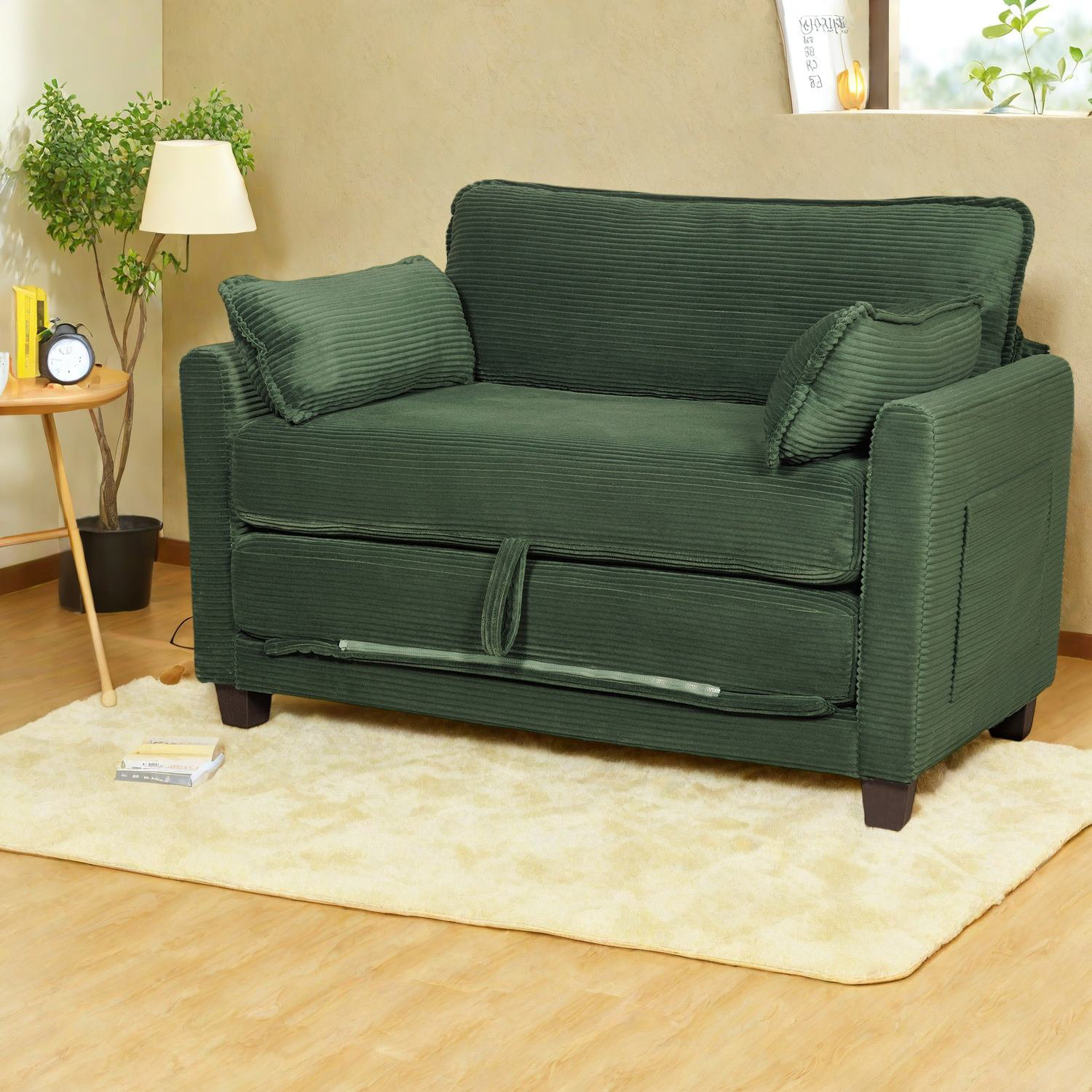 Latitude Run® Modern 2-in-1 Sofa Bed With Storage, Corduroy Upholstered ...