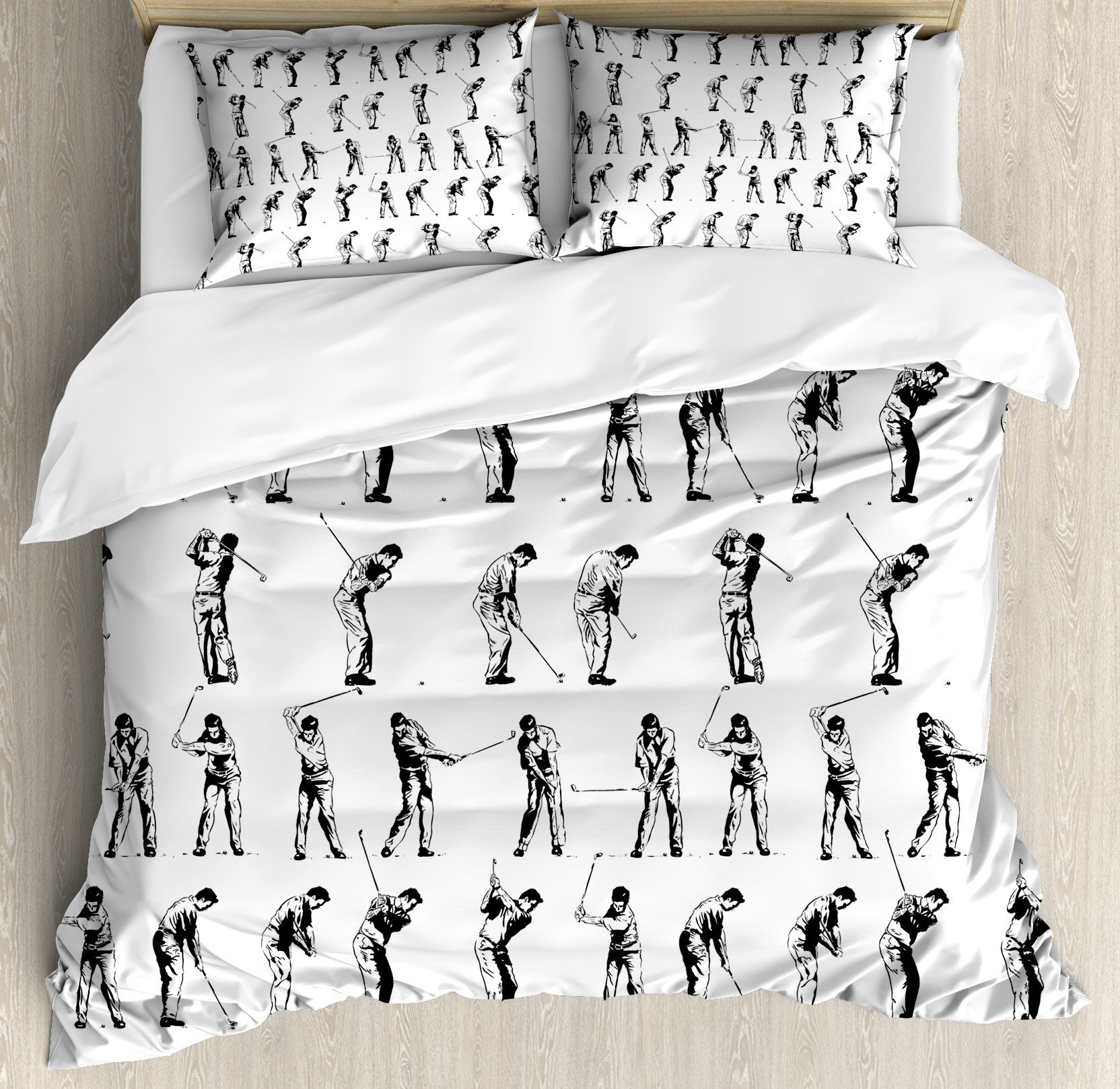 Ambesonne Golf Duvet Cover Set, Golf Swing Hobby Play, Calking, Black ...