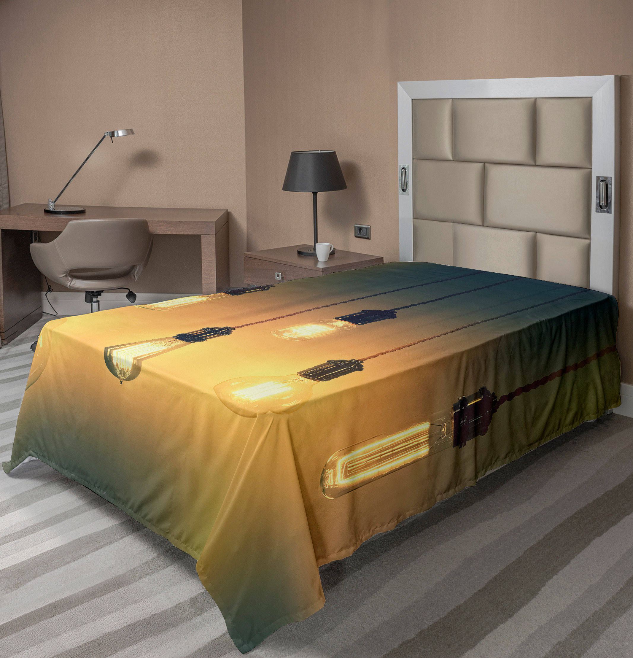 Ambesonne Retro Top Flat Sheet Modern Vibrant Art Yellow Green | Wayfair