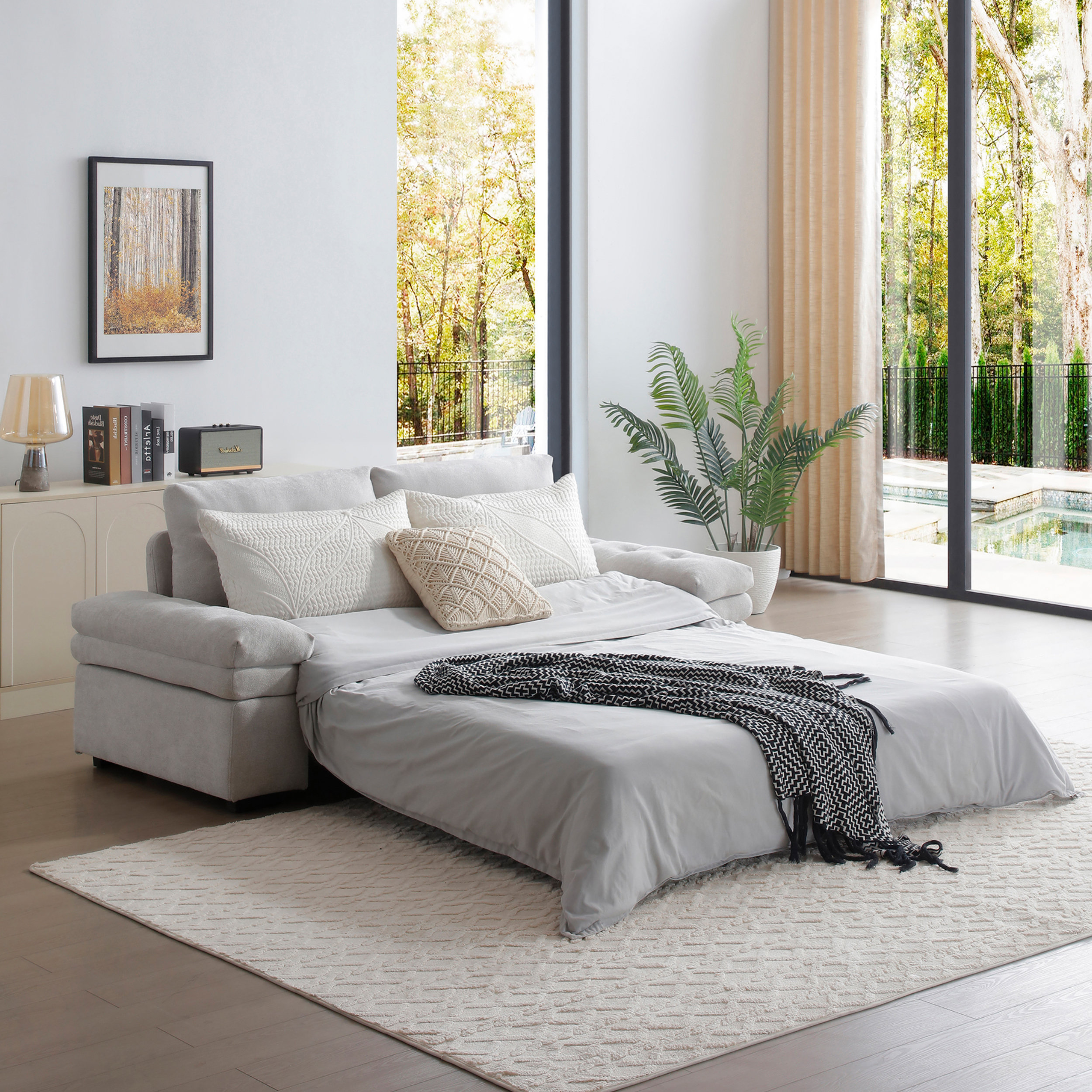 Latitude Run® Munos Full Size Convertible Sleeper Sofa, 77" Pull Out ...