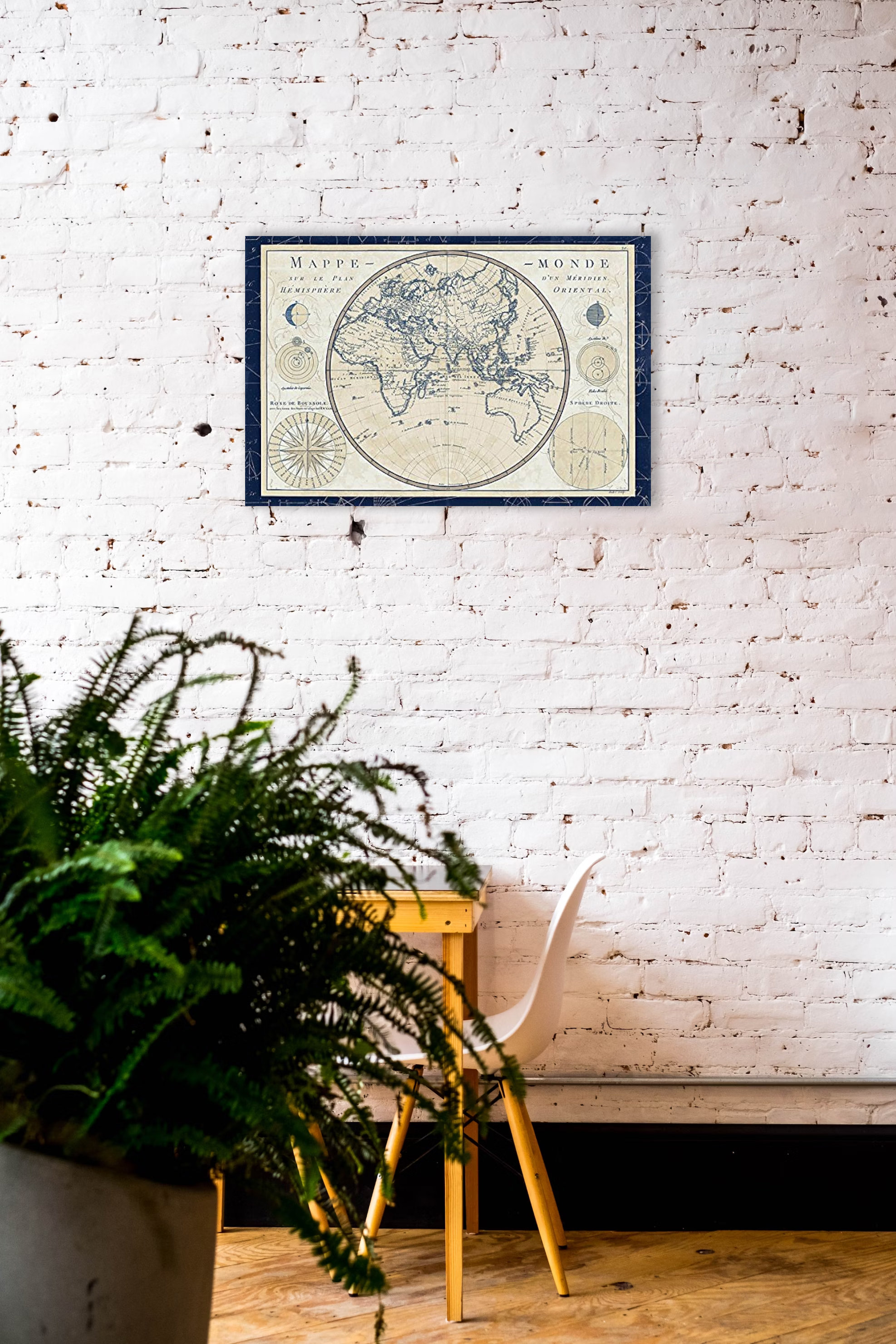 Buy Art For Less 'World Map (Plan De Meridien)' by Sue Schlabach Framed ...