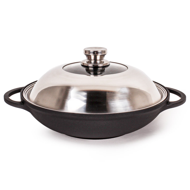 BergHOFF EuroCAST Non-Stick Ceramic Aluminum Wok with Lid, 12.25" | Wayfair