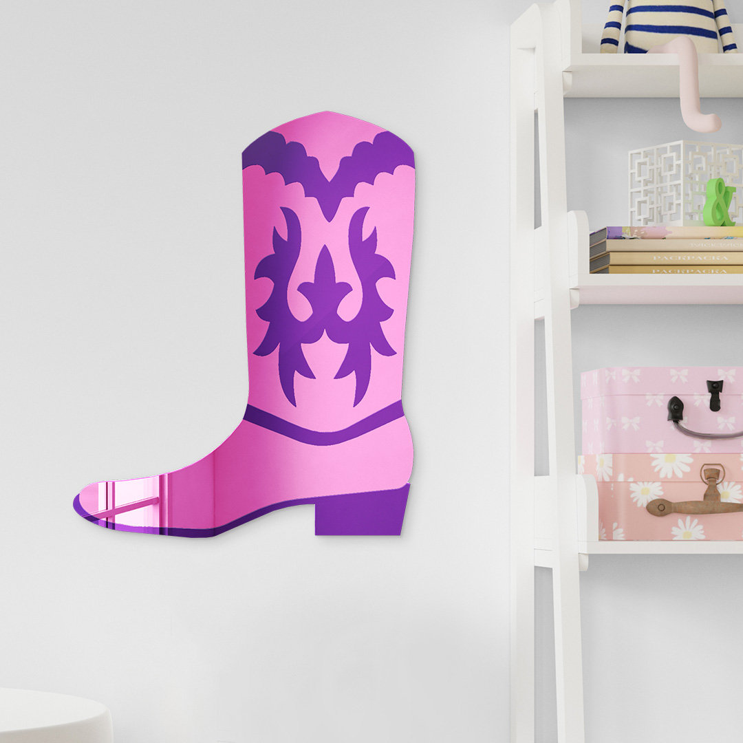 House of Hampton Cowboy Boot Silhouette Acrylic Mirror Wall Art ...