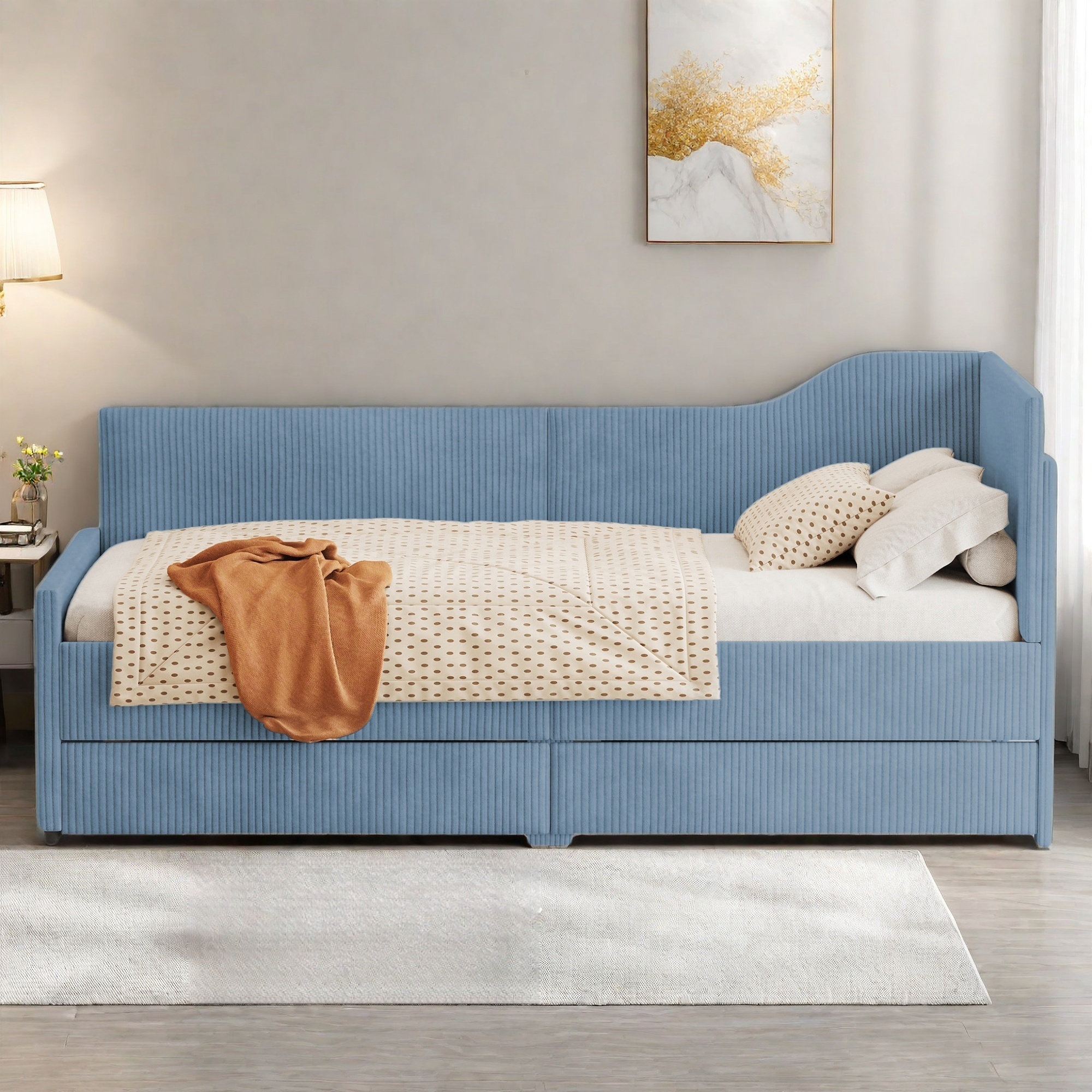 Latitude Run® Burnsville L-shaped Upholstered Daybed With 2 Storage ...