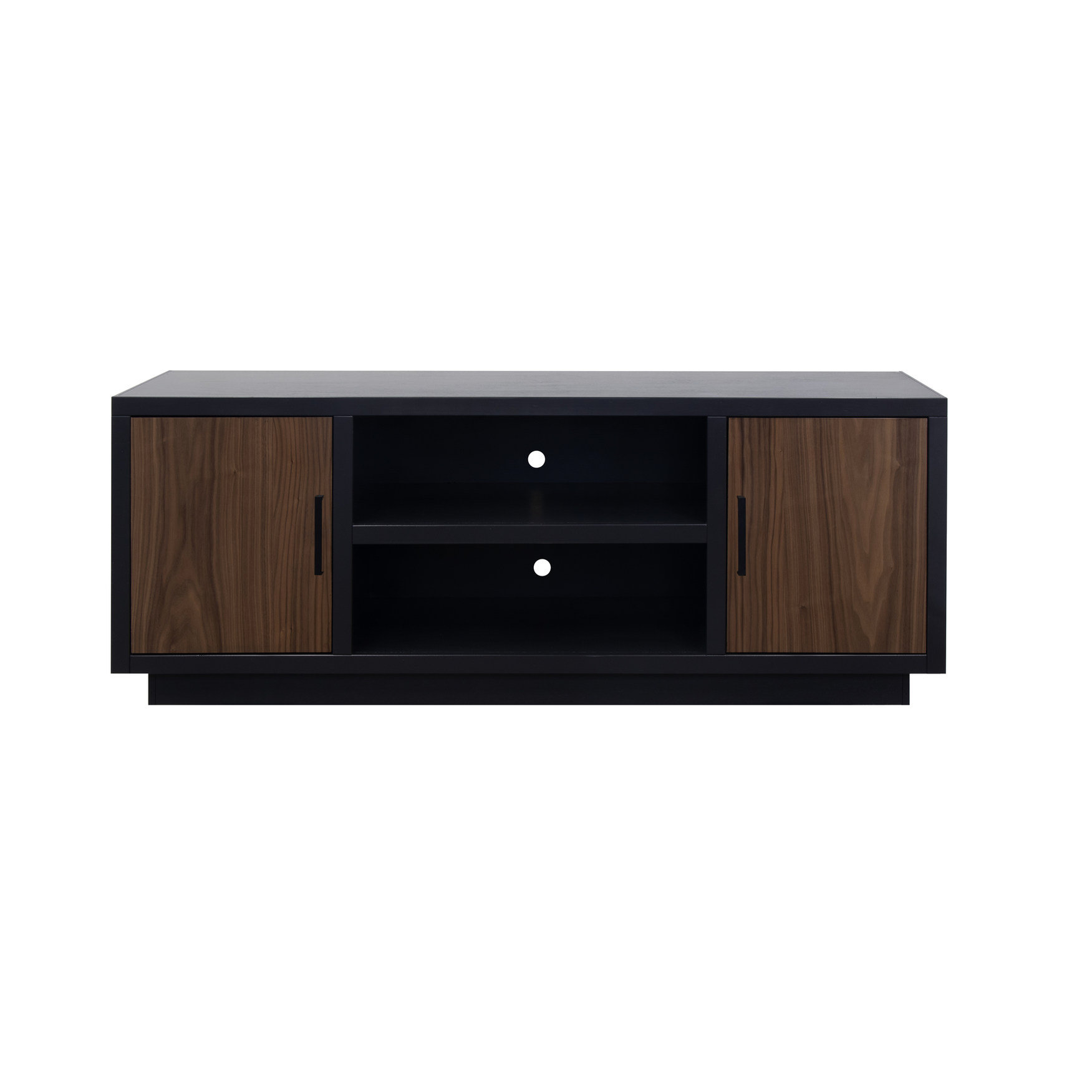 Corrigan Studio Stylish Tv Console - Black And Walnut Stand For Finish ...