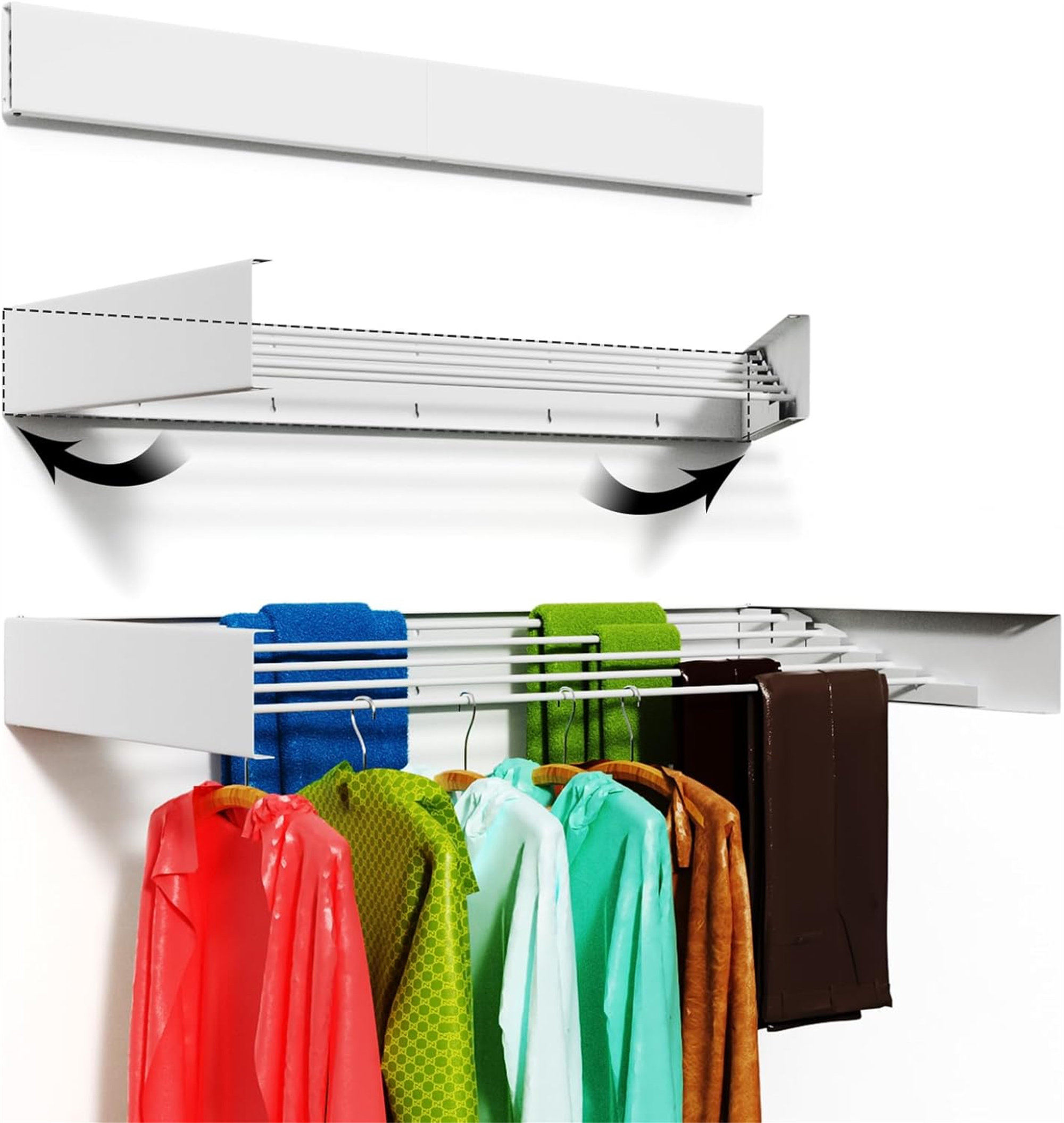 doitbest Wall Mounted Clothes Drying Rack - Collapsible, 5 Rods, 60 Lb ...