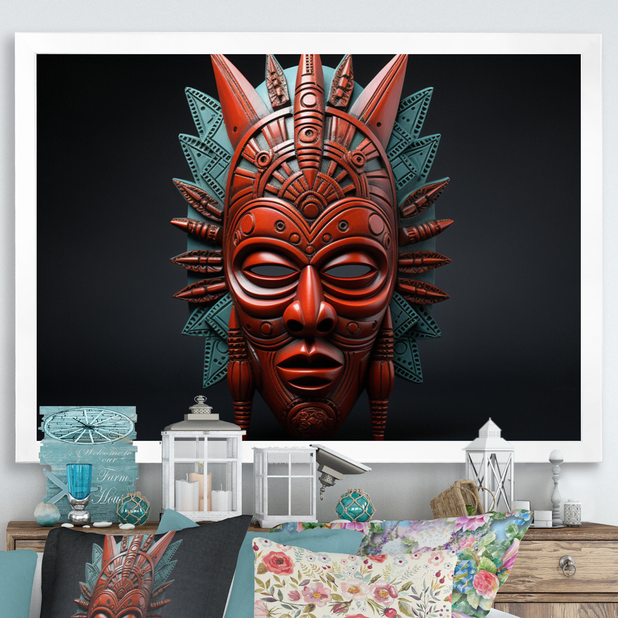 Dakota Fields Cimora African Tribal Makonde Mask II - Print on Canvas ...