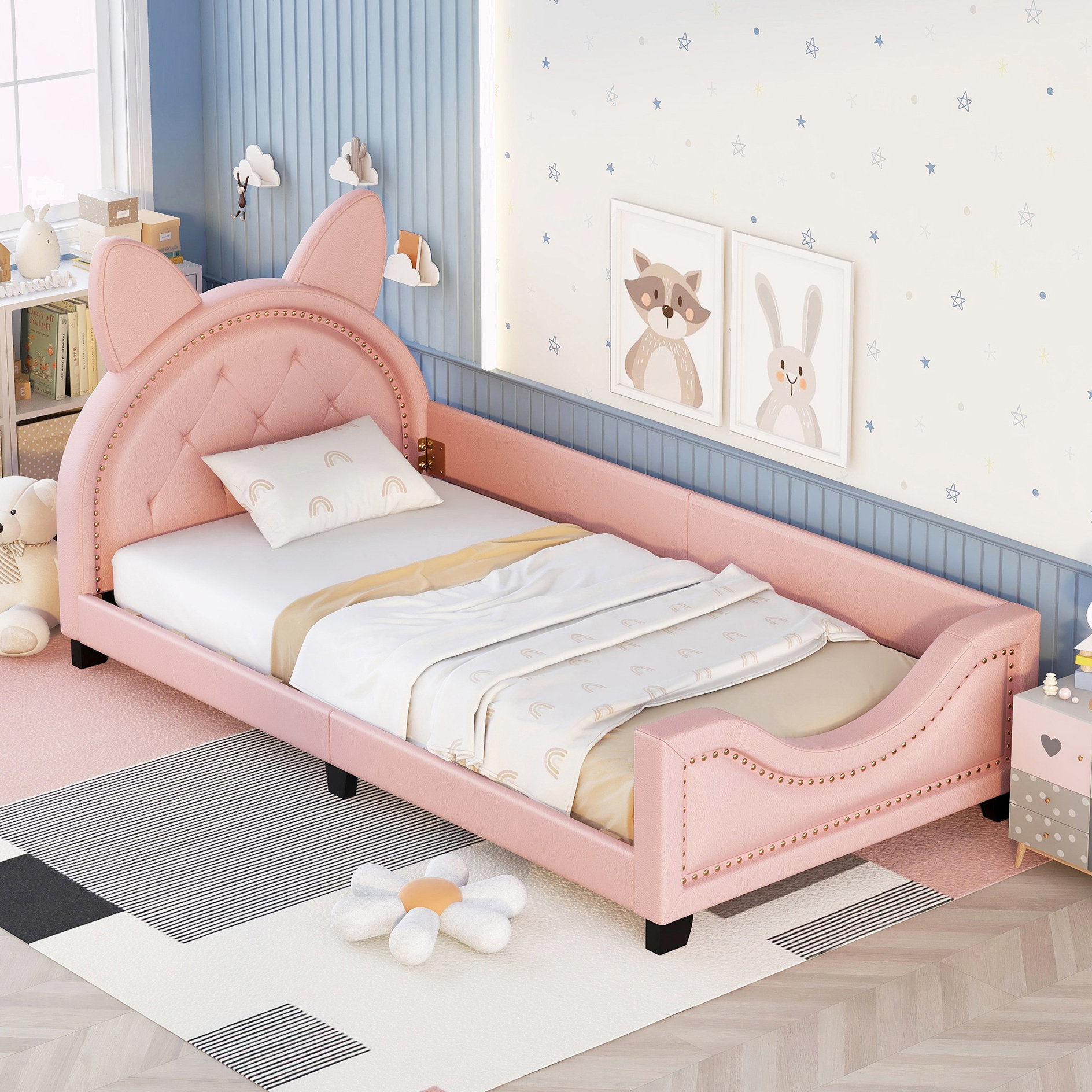 Zoomie Kids Upholstered Daybed With Carton Ears Shaped Headboard ...