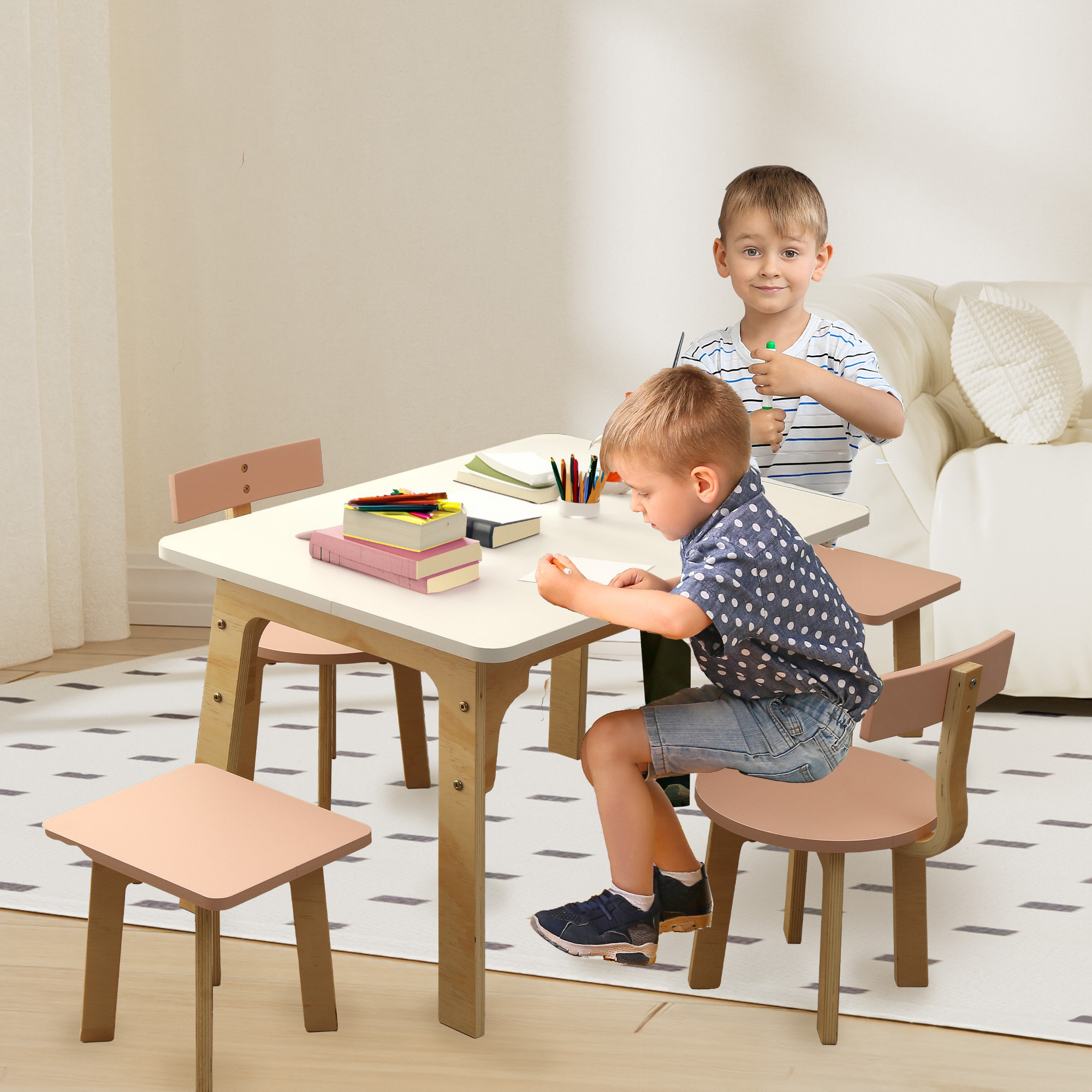 Isabelle & Max™ Wooden Toddler Table And 4 Chairs Set, Kid Activity ...