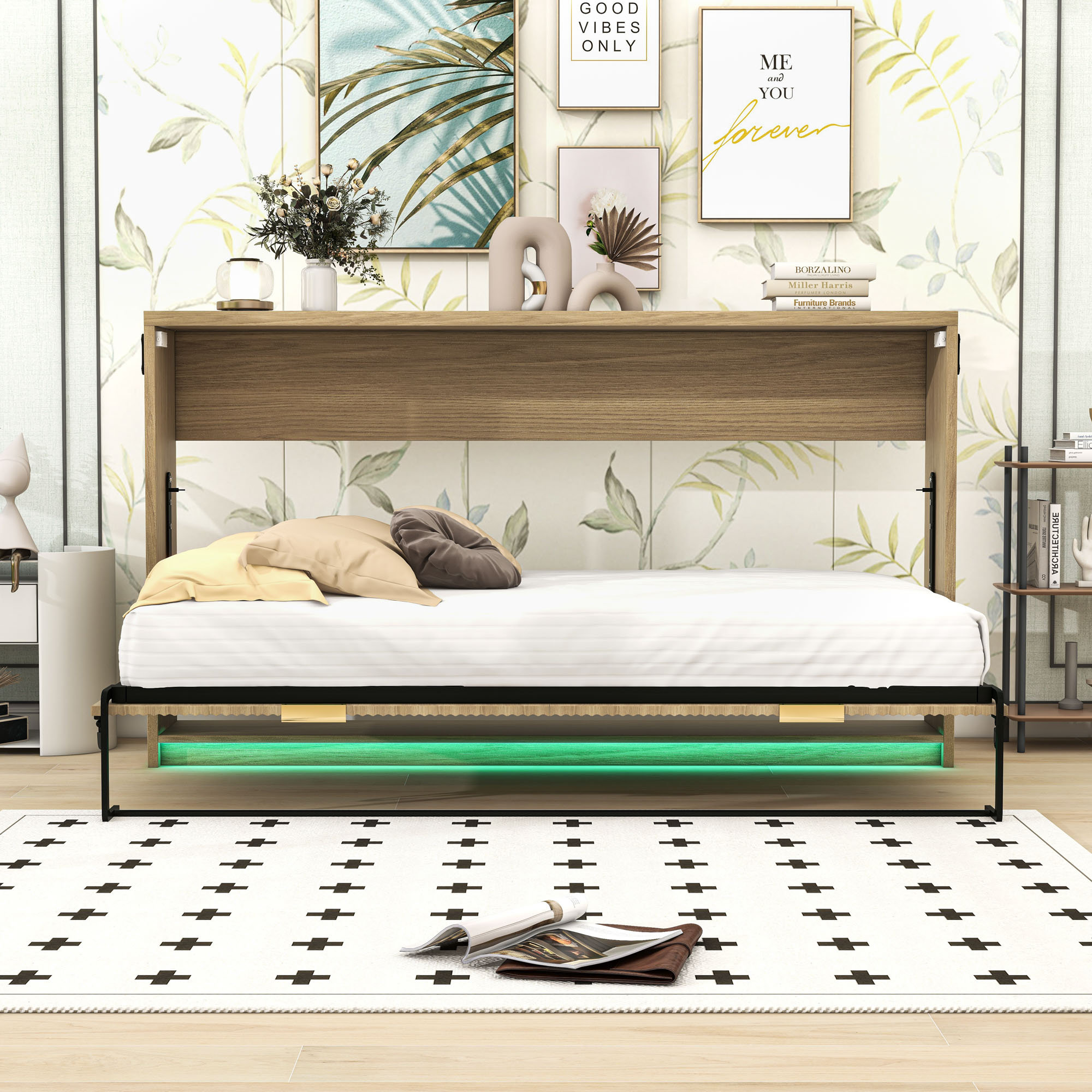 Hokku Designs Twin XL Murphy Bed with LED Light | Wayfair