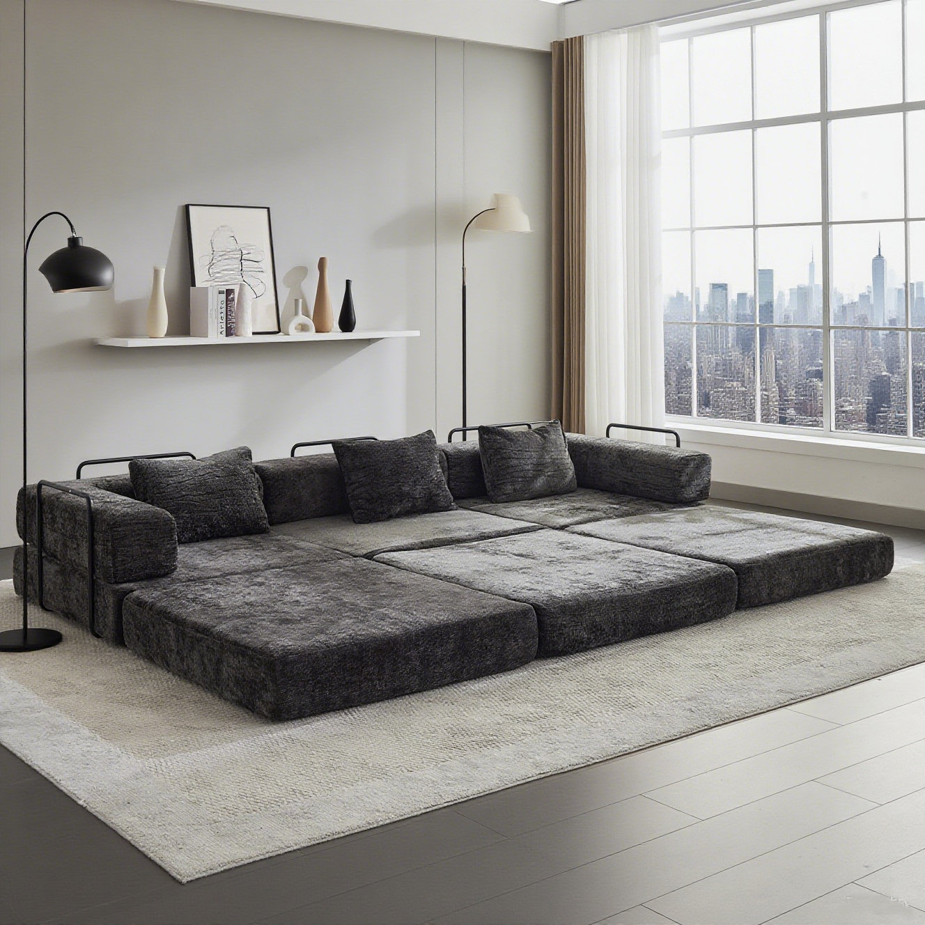 Wrought Studio™ Compression Sofa,Convertible Floor Sofa Bed with Fixed ...