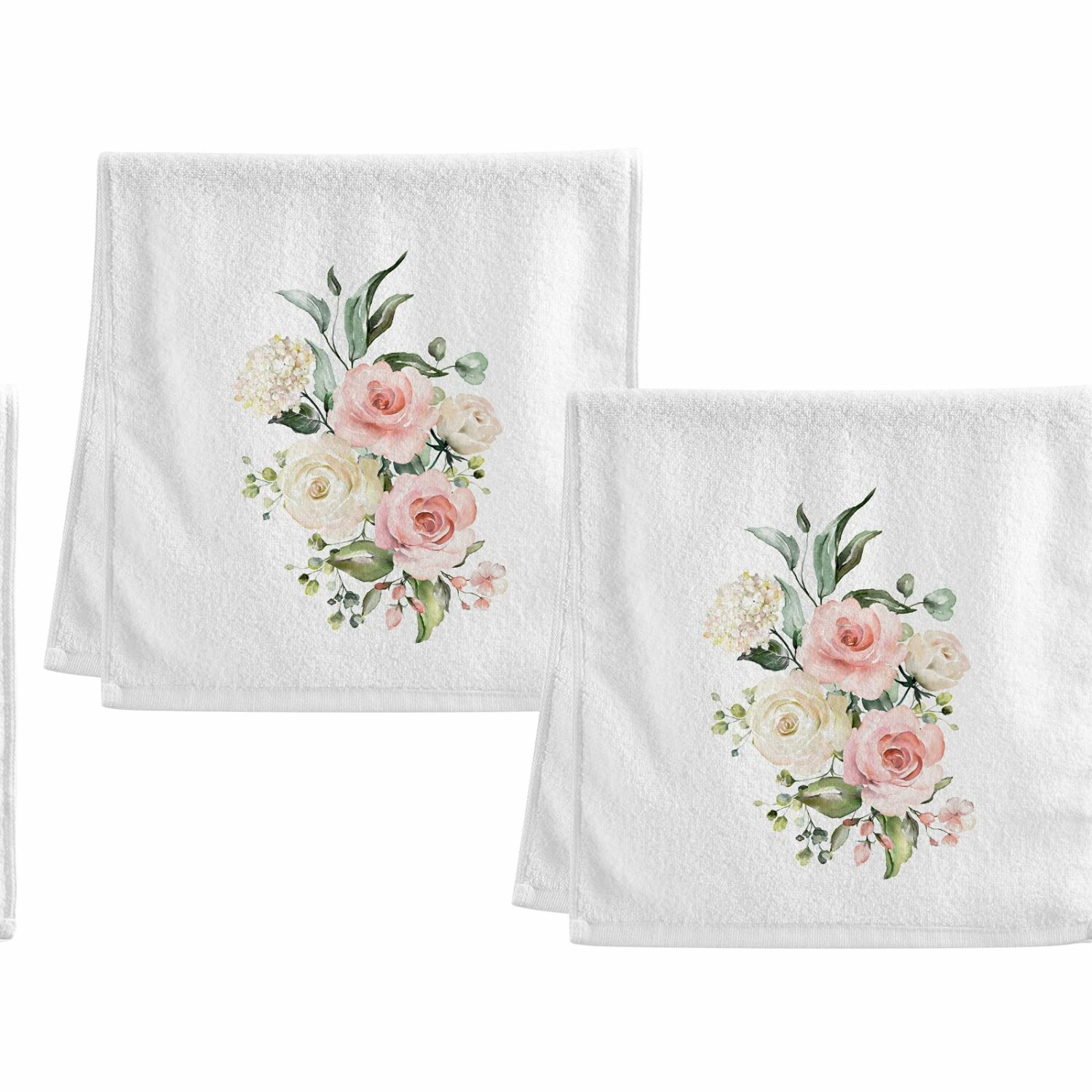 One Allium Way® BlossomSoft 100% Cotton Hand Towels - Pink Rose ...