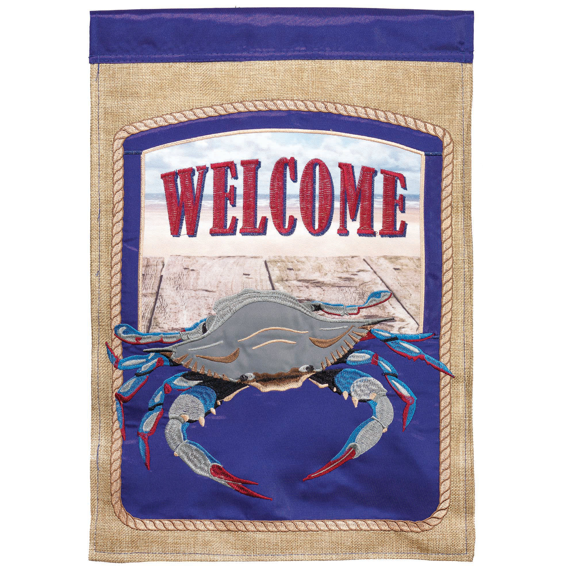 Longshore Tides Flag Double Applique Large Blue Crab Poly/Prt Garden ...