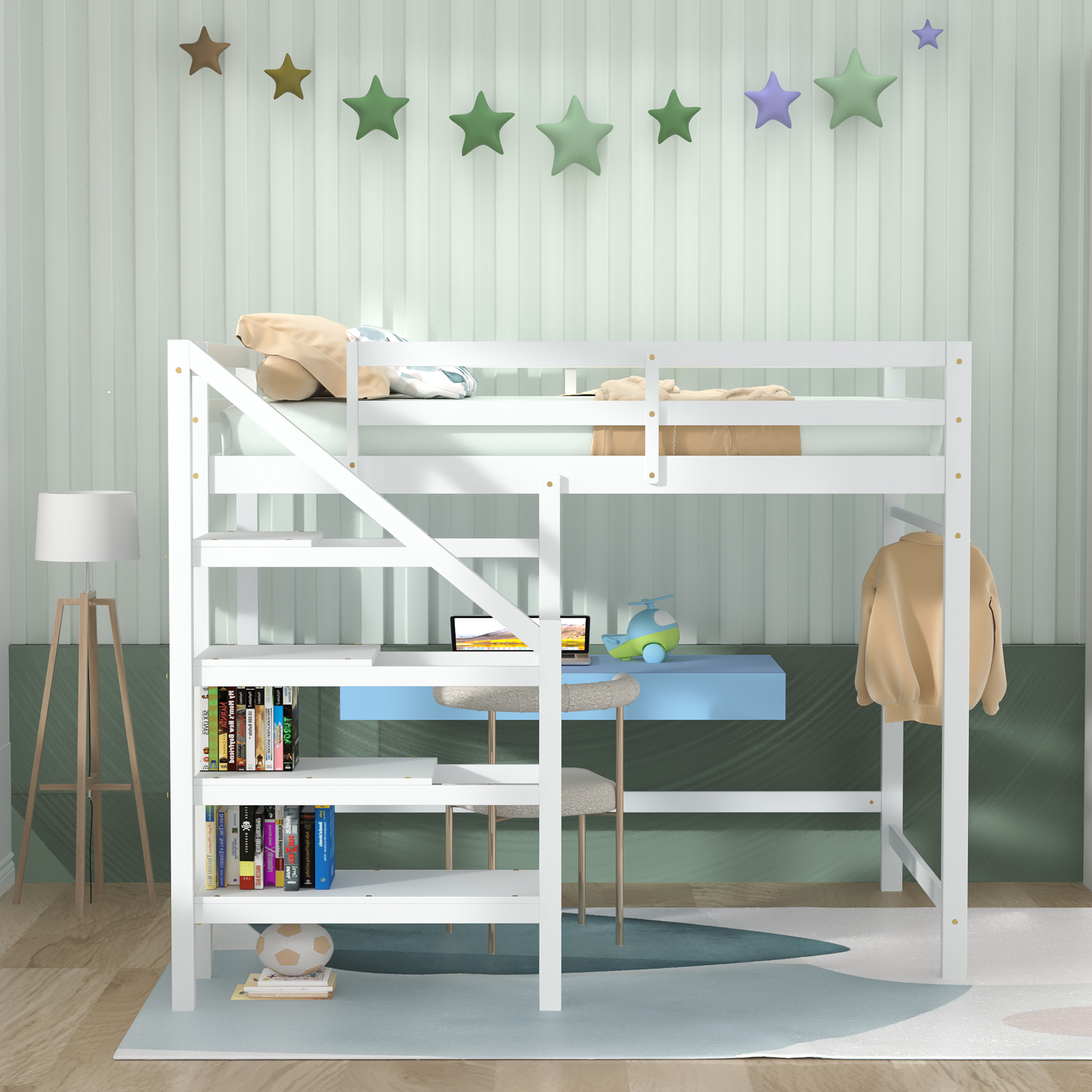 Harriet Bee Gianmichael Full Loft Bed with Shelves by Harriet Bee | Wayfair