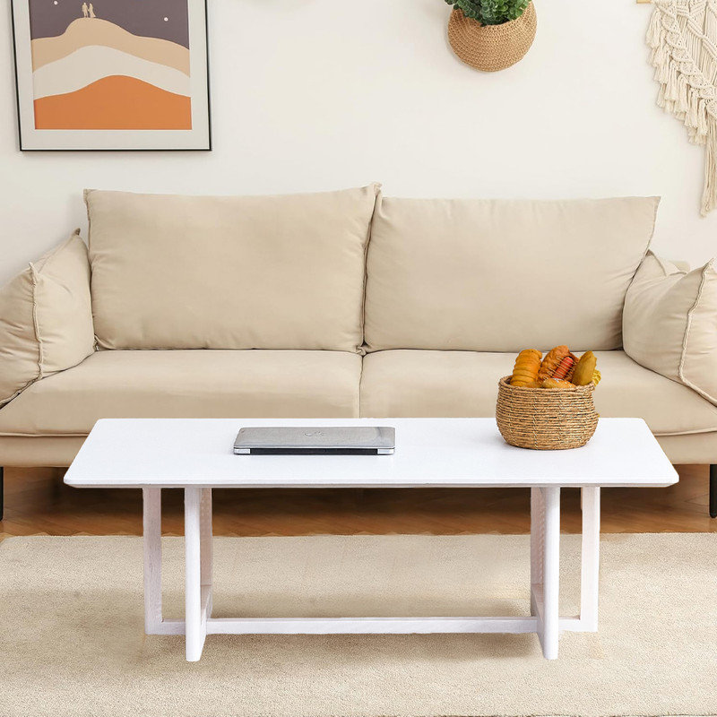 Bay Isle Home™ Solid wood and rattan coffee table,small modern coffee ...