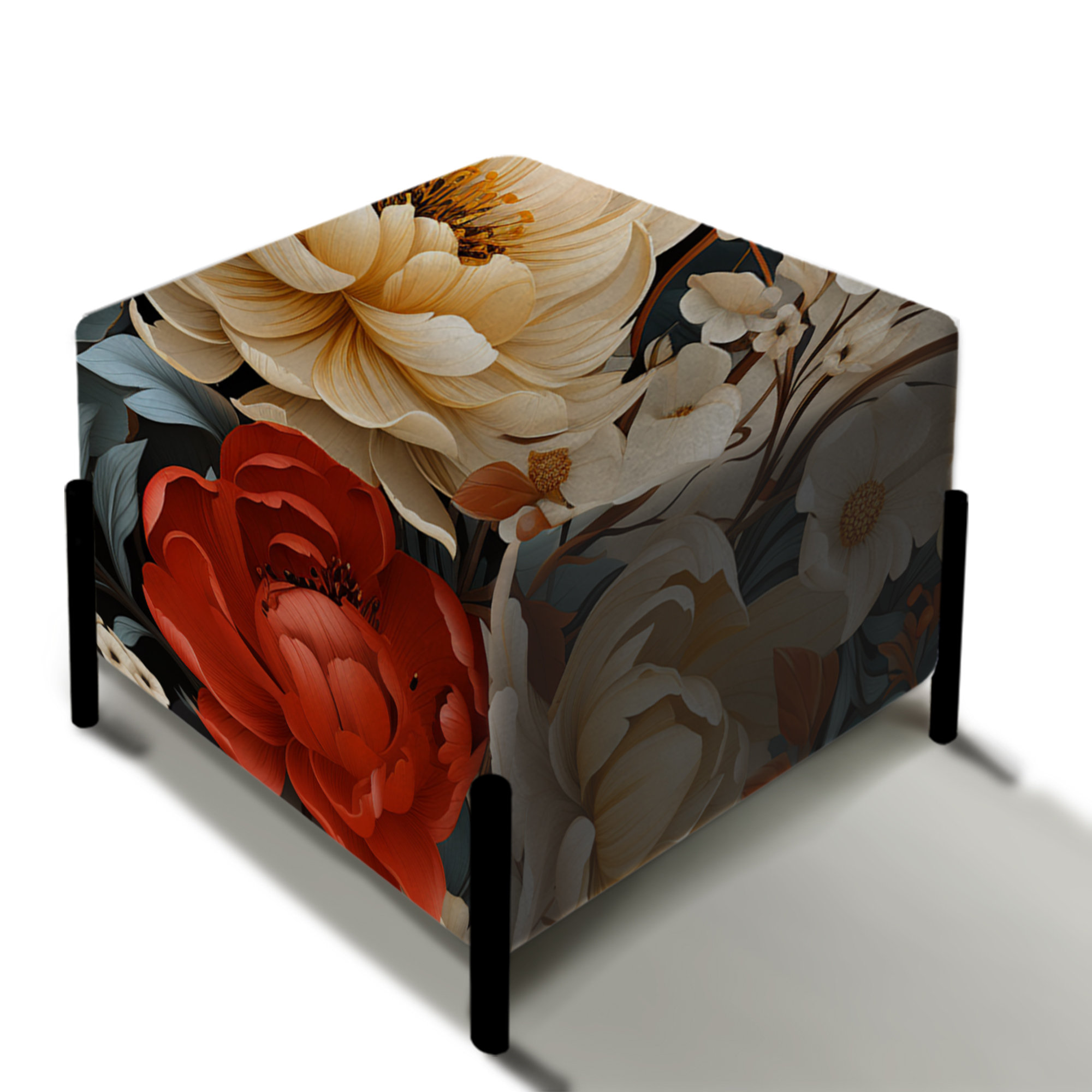 Design Art Delicate Flower Symphony I - Floral Square Ottoman | Wayfair
