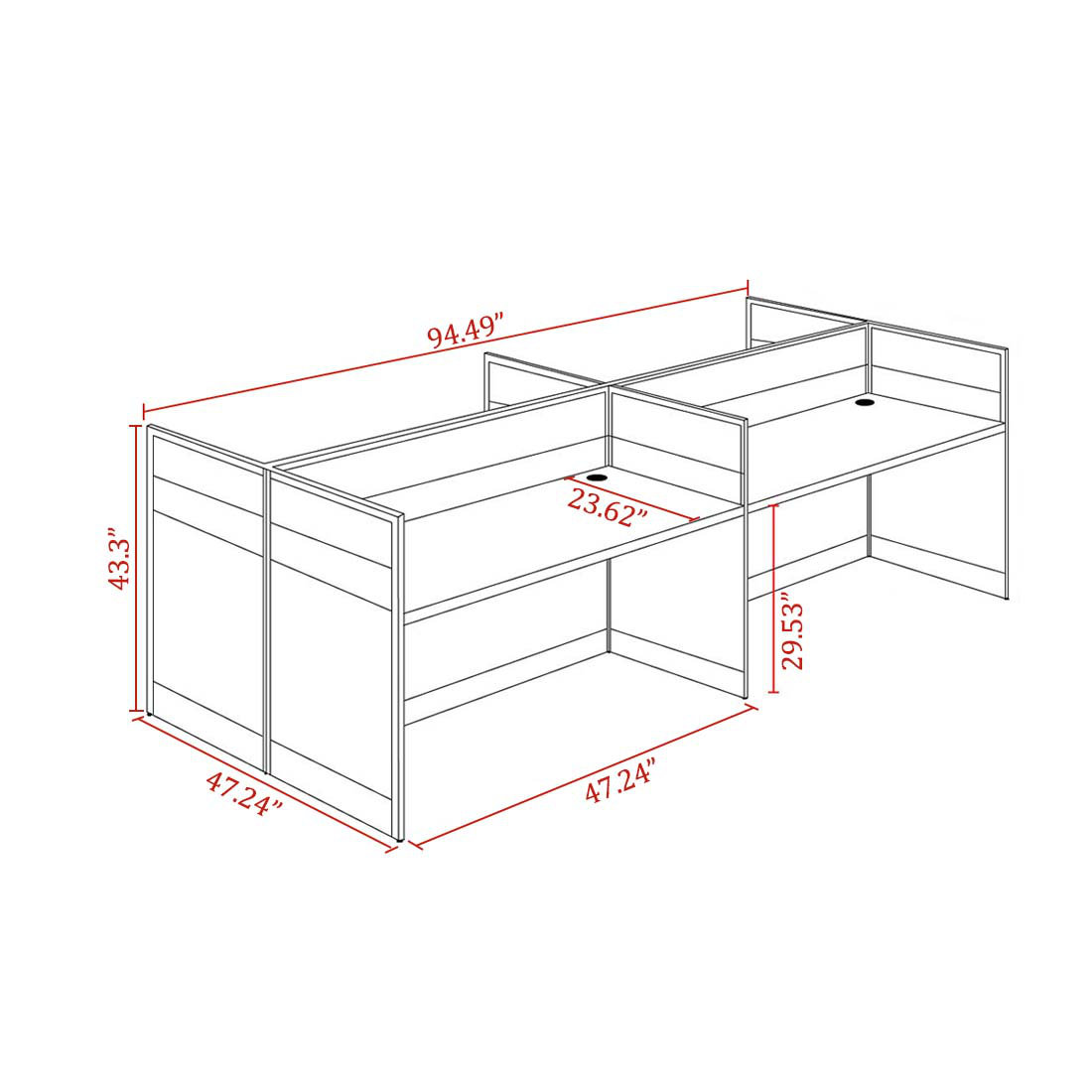 Inbox Zero Mitsue 94.49'' W Rectangle Executive Desk | Wayfair
