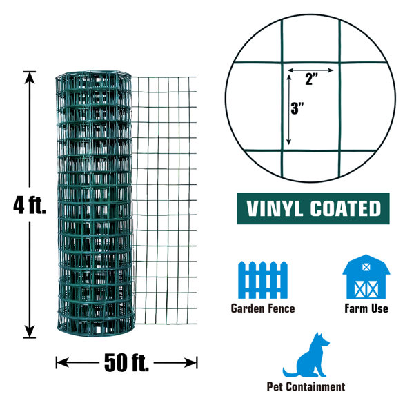 Fencer Wire Vinyl Coated 16 Gauge Welded Fence Wire Roll, Mesh Size 2 ...