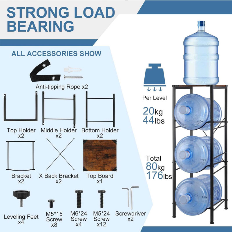Ebern Designs 3-Tier Water Bottle Rack | Wayfair