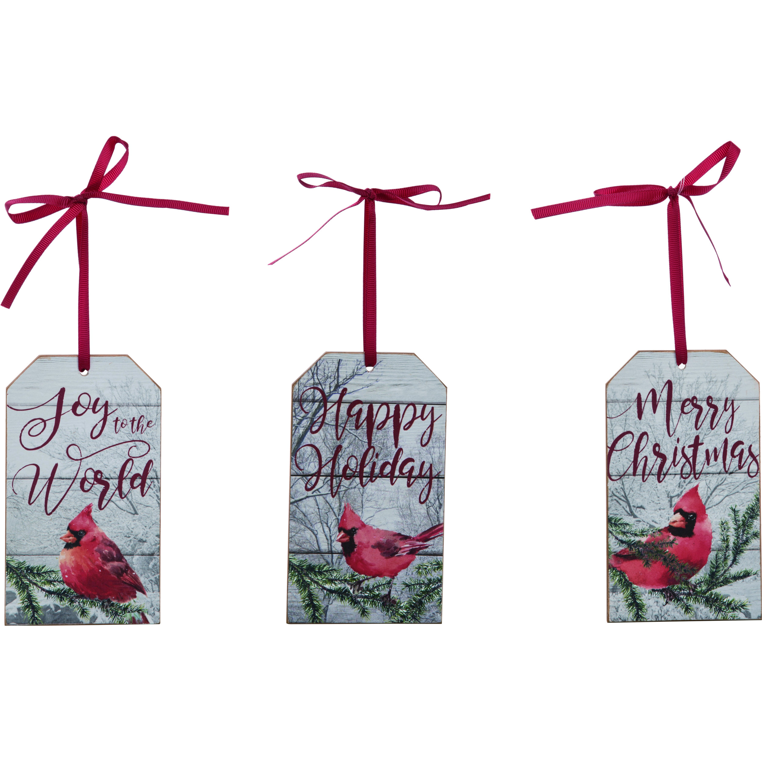 The Holiday Aisle® MDF Cardinal Plaque Ornament Set of 3 Christmas Home ...