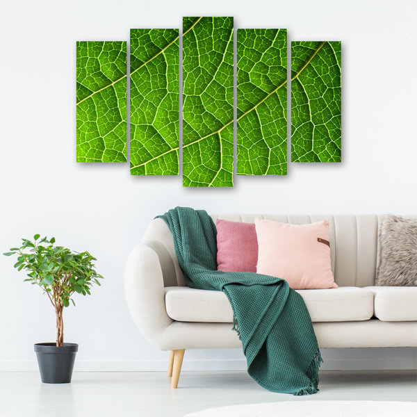 Ebern Designs Green Foliage Nature - 5 Piece Wrapped Canvas Print ...