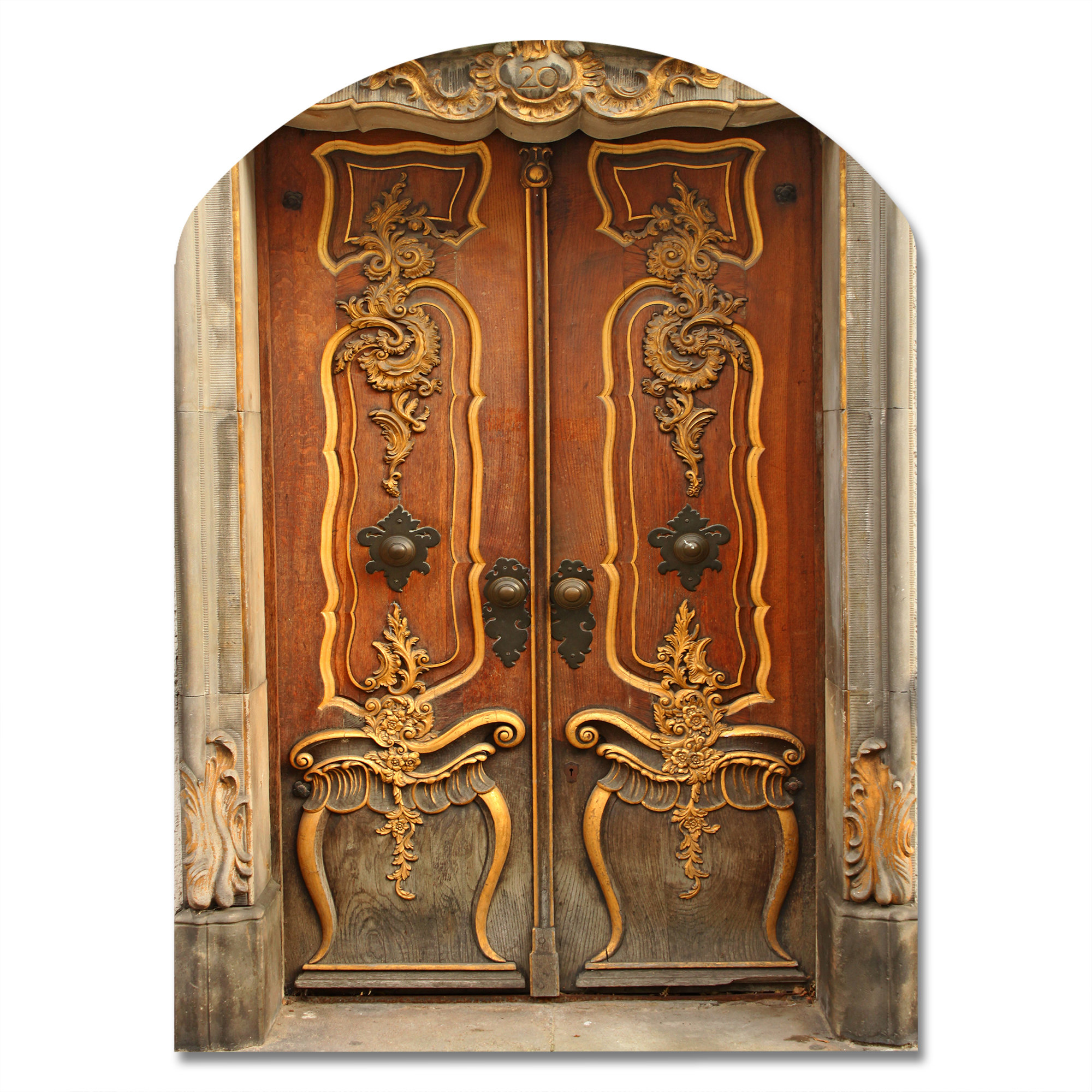 Rosdorf Park Brown Old Door With Gold Ornaments - Vintage Premium ...