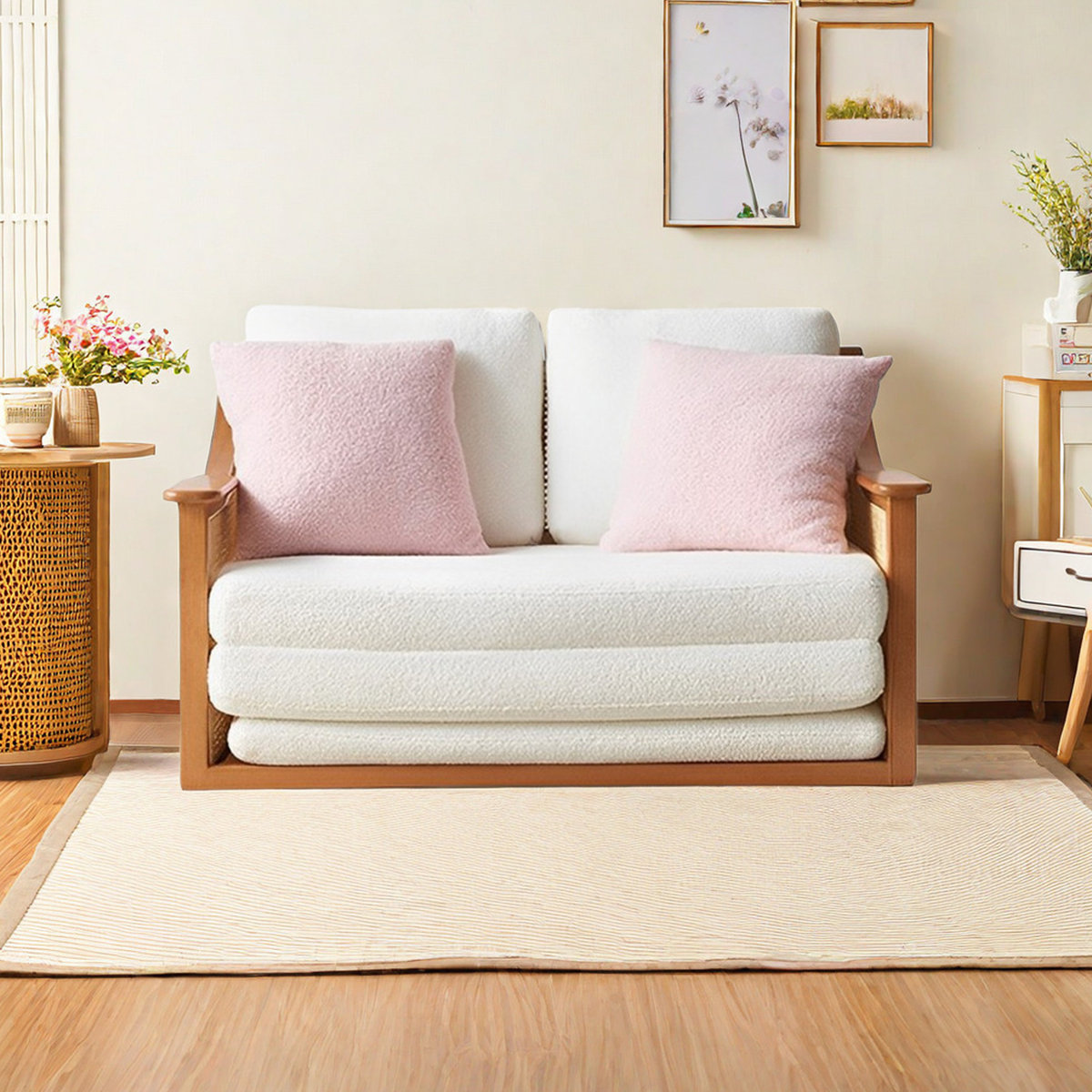 Danbenla design Simple Japanese Style Solid Wood Folding Sofa Sofa Bed ...