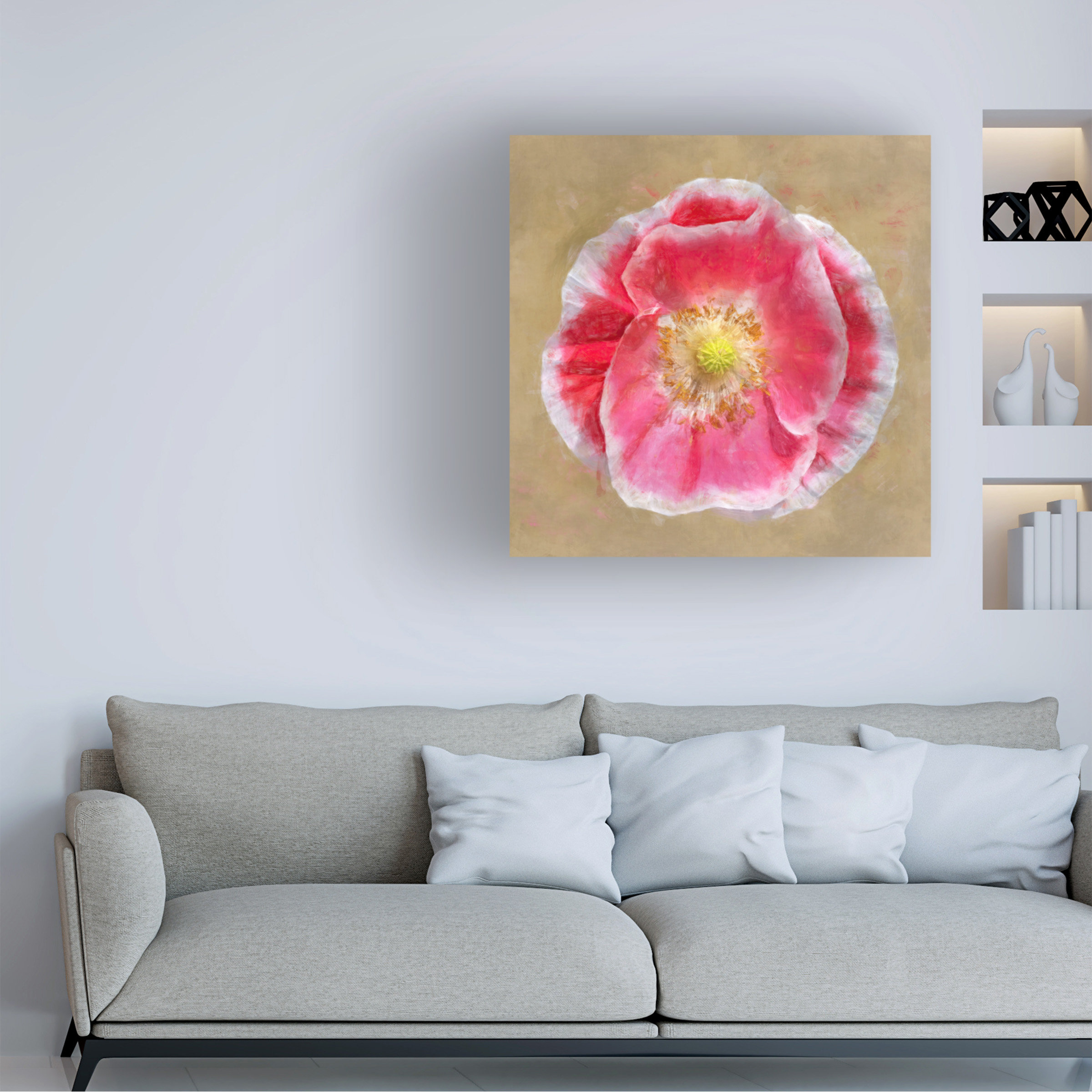 Trademark Fine Art Emma Eve Cunningham Flower 10 - Pink And White Poppy ...